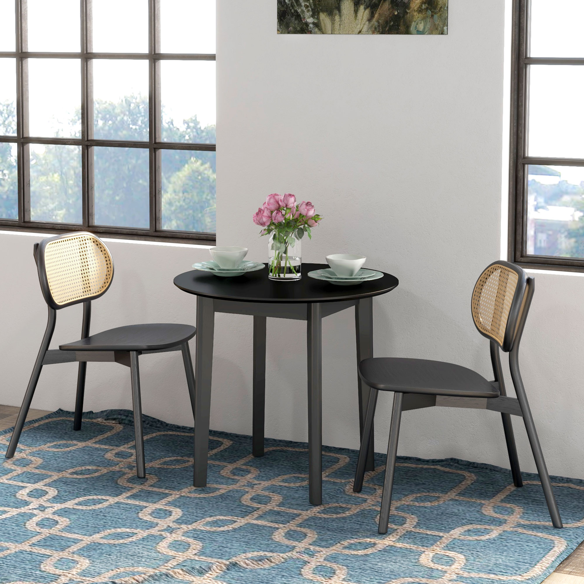 HOMCOM 30" Round Dining Table, Farmhouse Dining Room Table with Pine ...