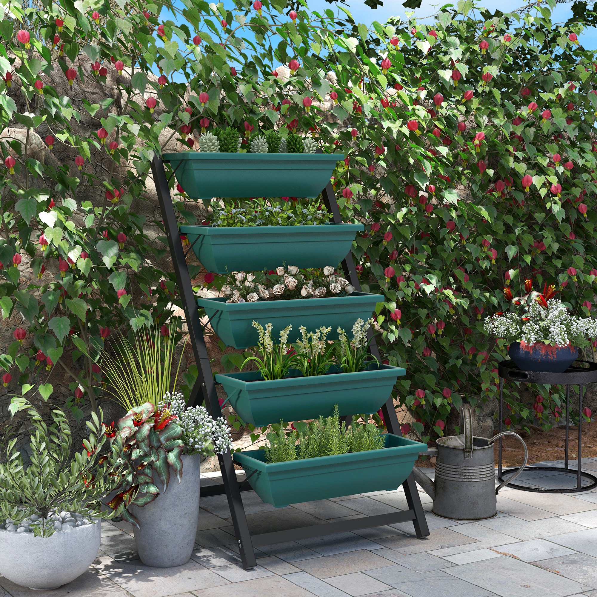 Outsunny 5-Tier Raised Garden Bed Planter Grow Containers Plant Flower ...