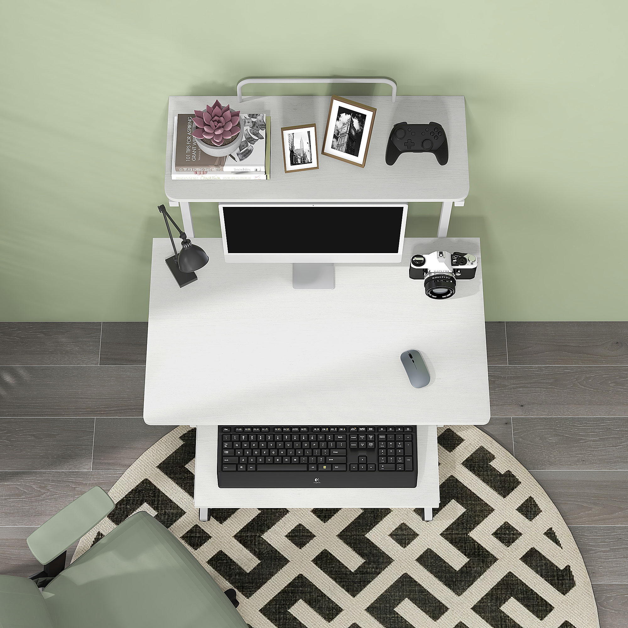 HOMCOM 32" Mobile Computer Table, Rolling Study Desk for Home Office ...