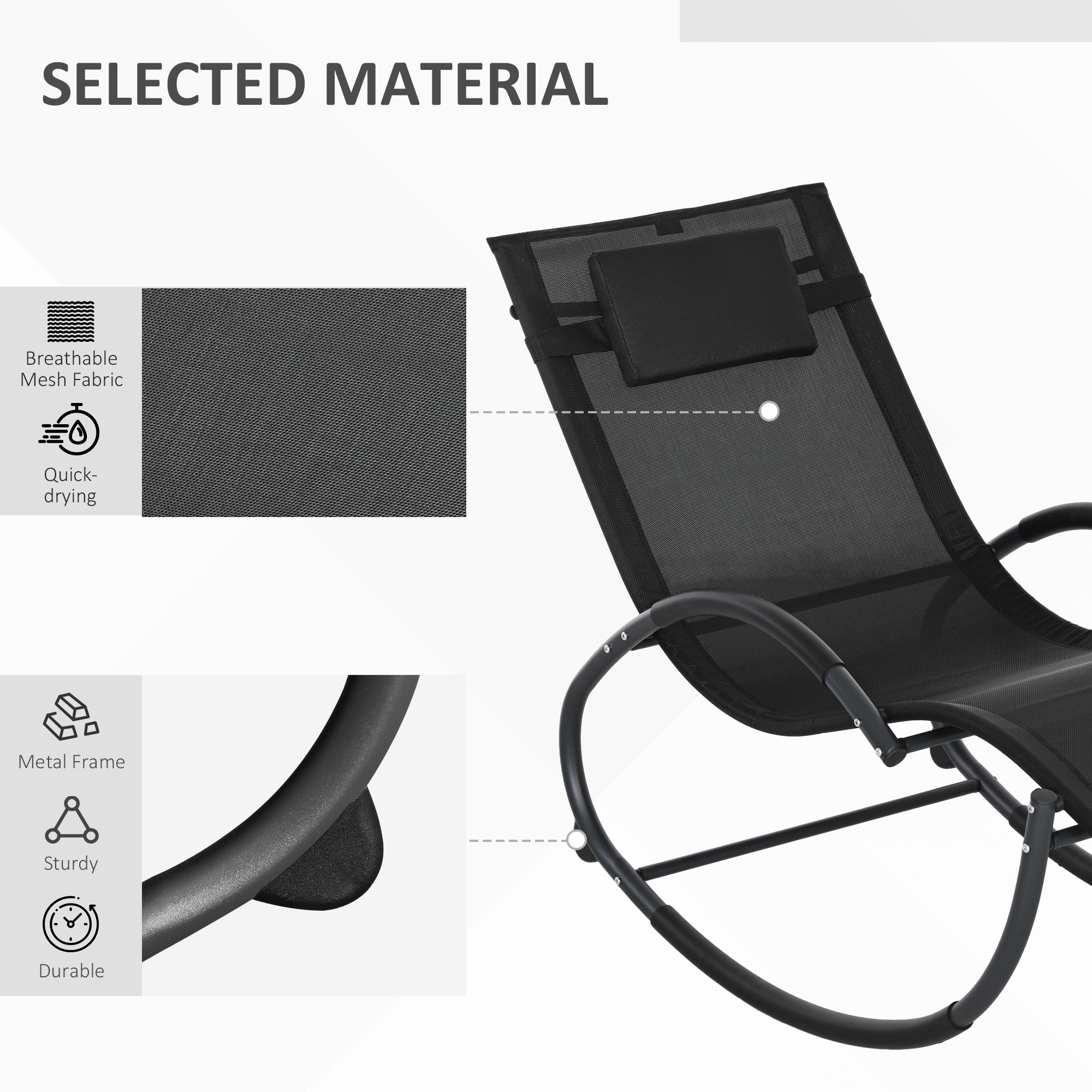 Outsunny Outdoor Patio Rocking Chair, Porch Rocker for Sun Tanning with ...