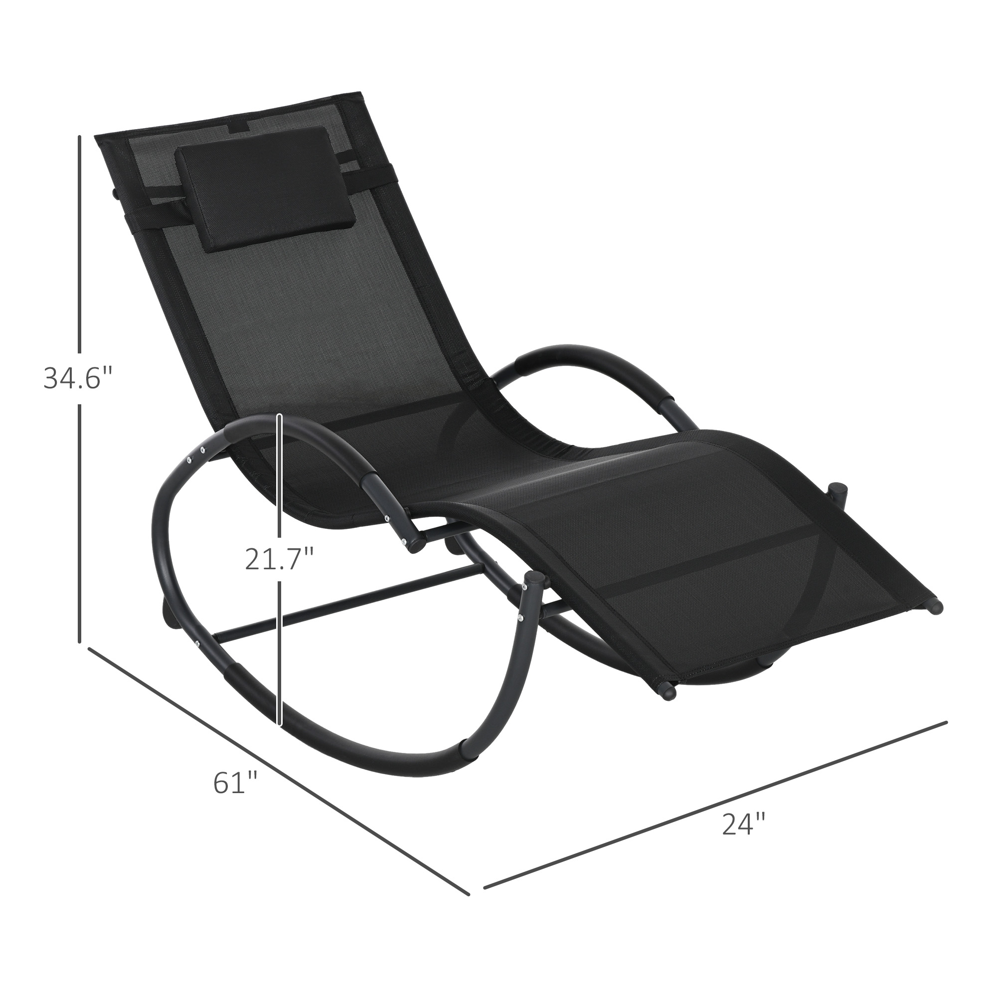 Outsunny Outdoor Patio Rocking Chair, Porch Rocker for Sun Tanning with ...