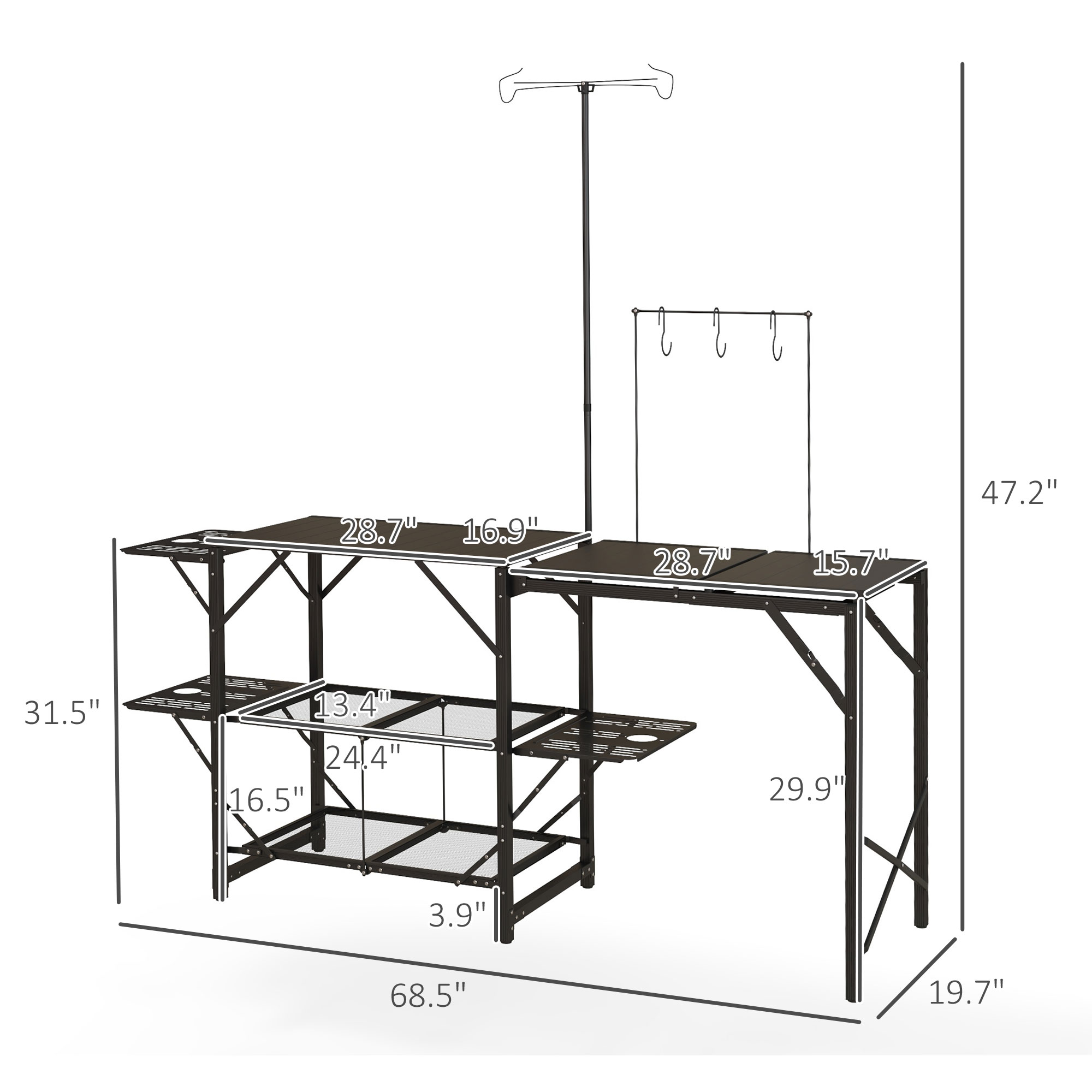 Outsunny Folding Camp Kitchen, Camping Table Cooking Station with ...