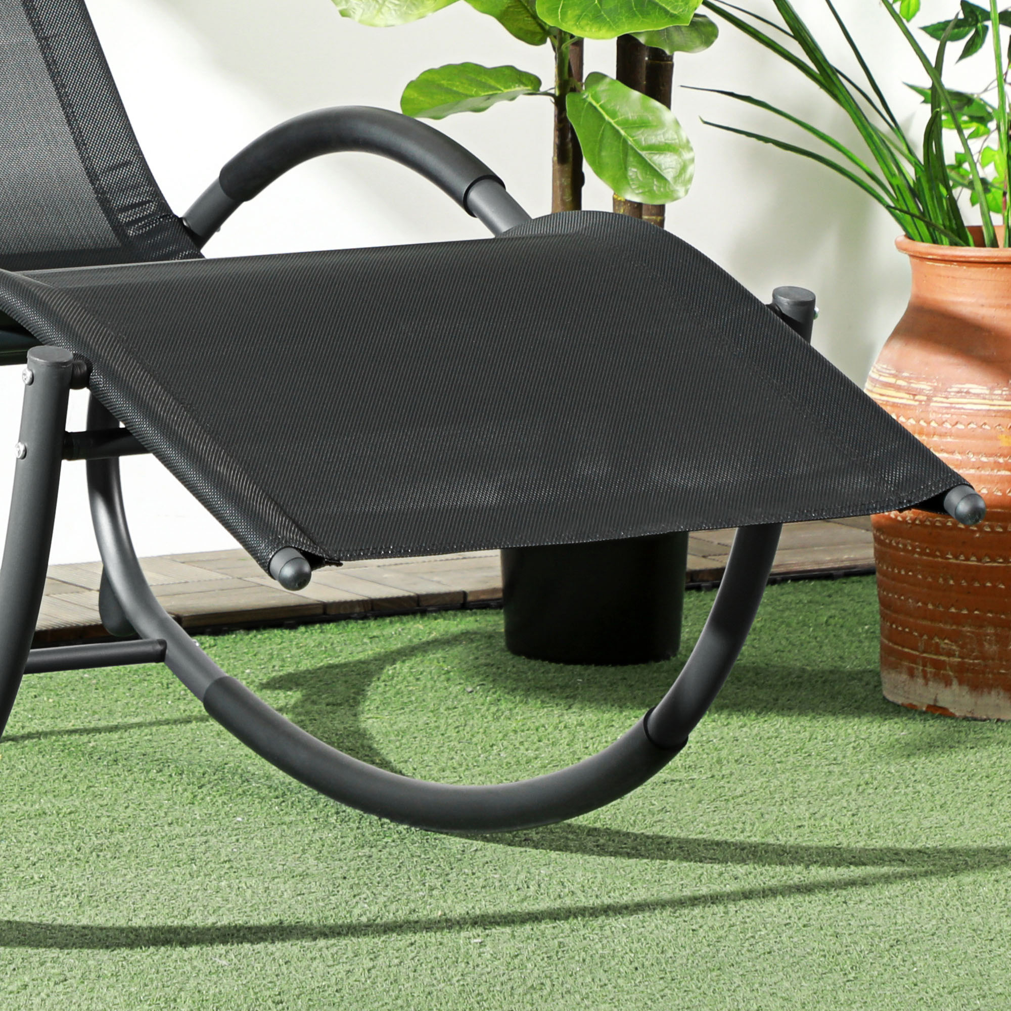 Outsunny Outdoor Patio Rocking Chair, Porch Rocker for Sun Tanning with ...