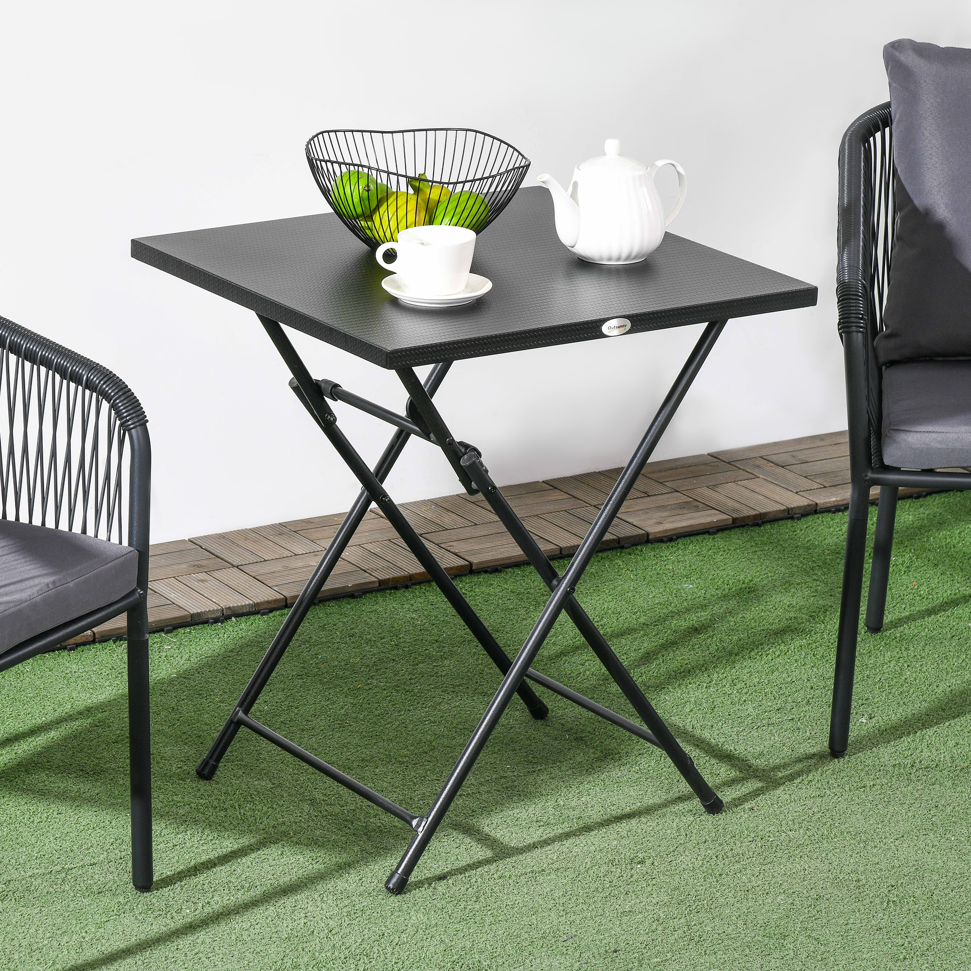 Outsunny Folding Coffee Table, Folding Patio Table, Square Small Side ...