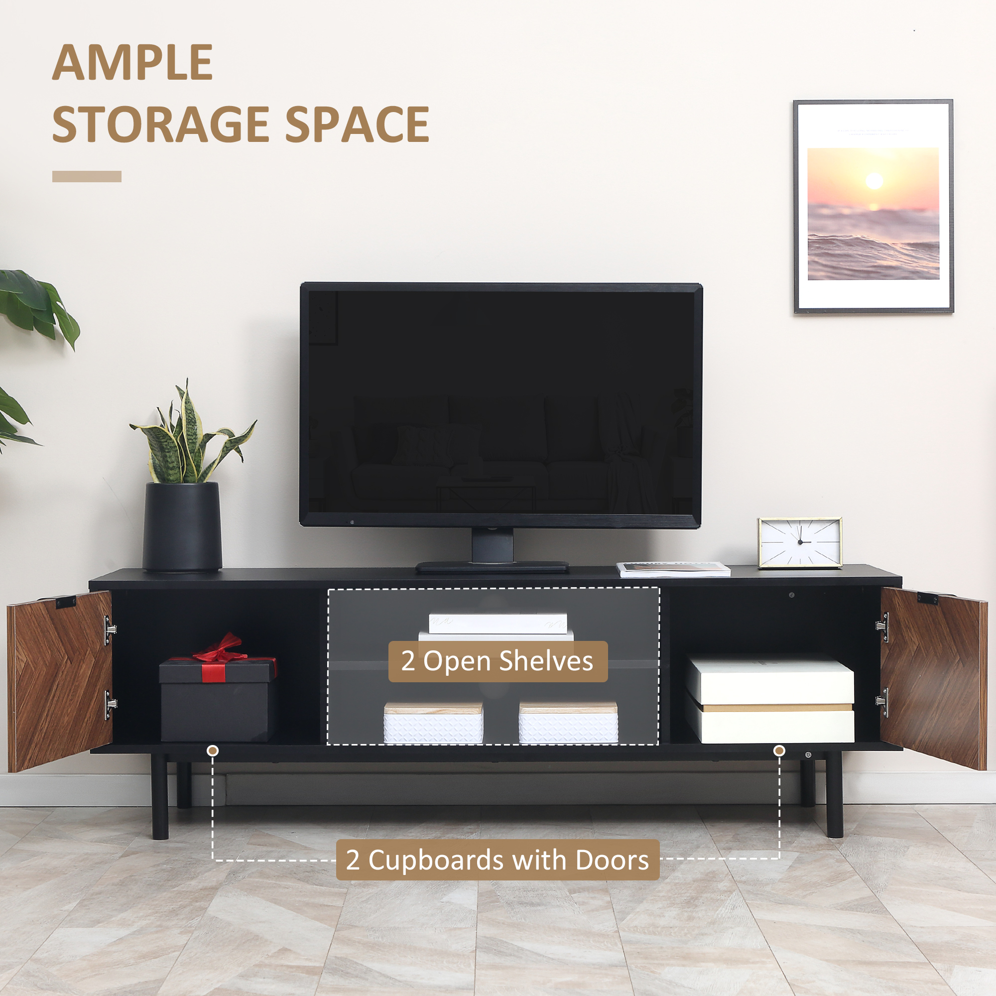 HOMCOM Modern TV Stand with Storage for TVs up to 50", Media Console ...