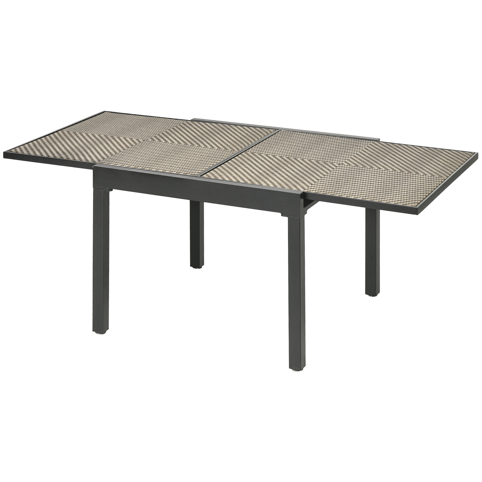 Outsunny Extendable Rattan Dining Table, Patio Retractable Table ...