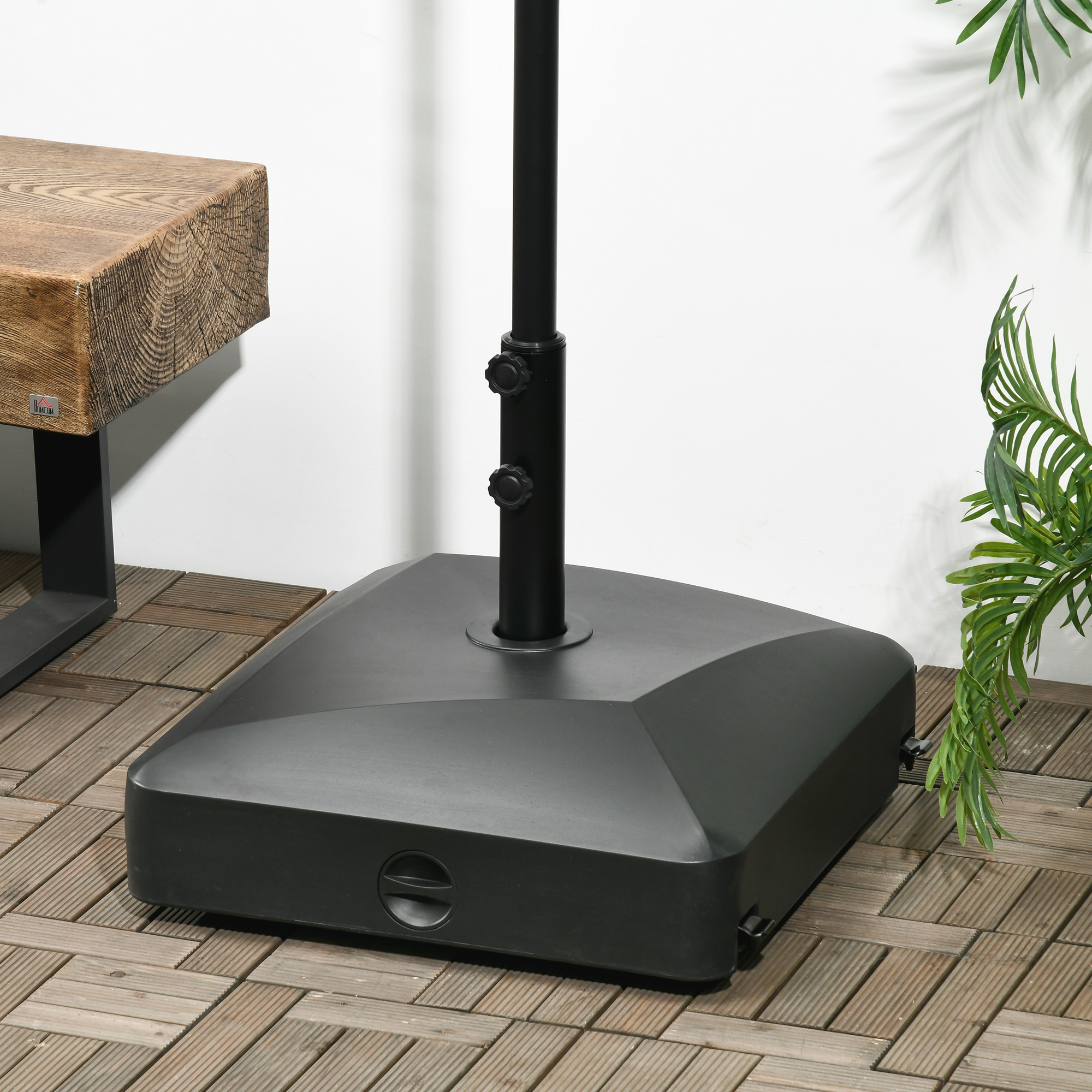 Outsunny Filled Patio Umbrella Base with Wheels, 132 lb Heavy Duty ...