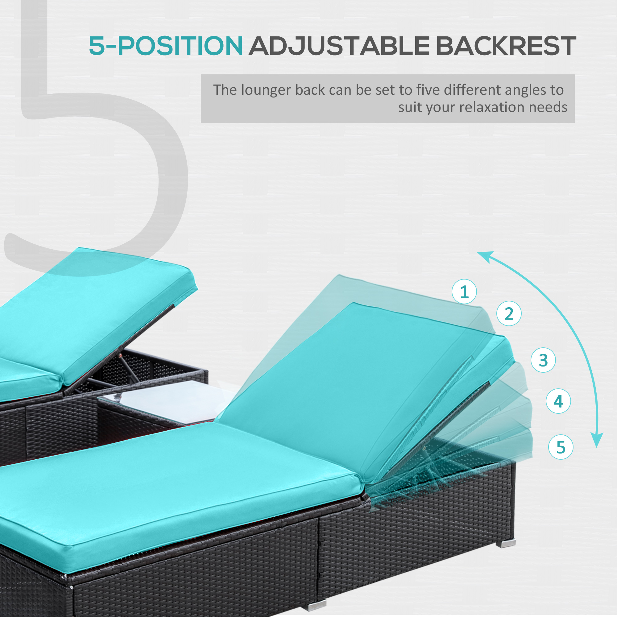 Outsunny Outdoor Lounge Chairs Set of 2 with 5-Level Angles Adjust ...