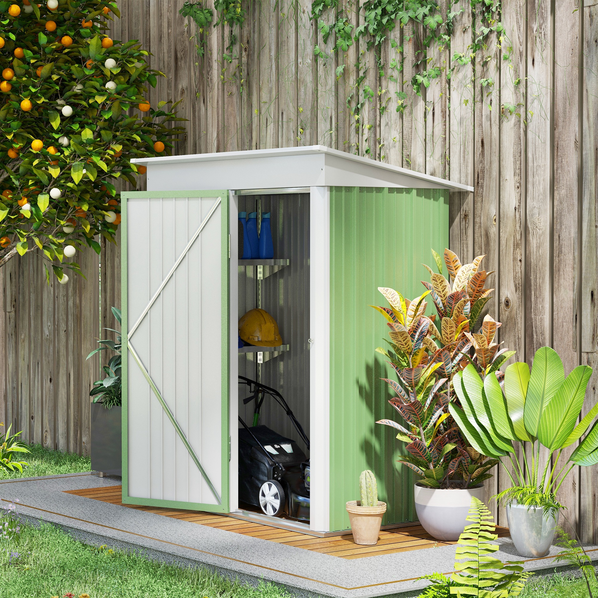 Outsunny Outdoor Sheds Storage, Small Garden Shed for Tool Bike ...