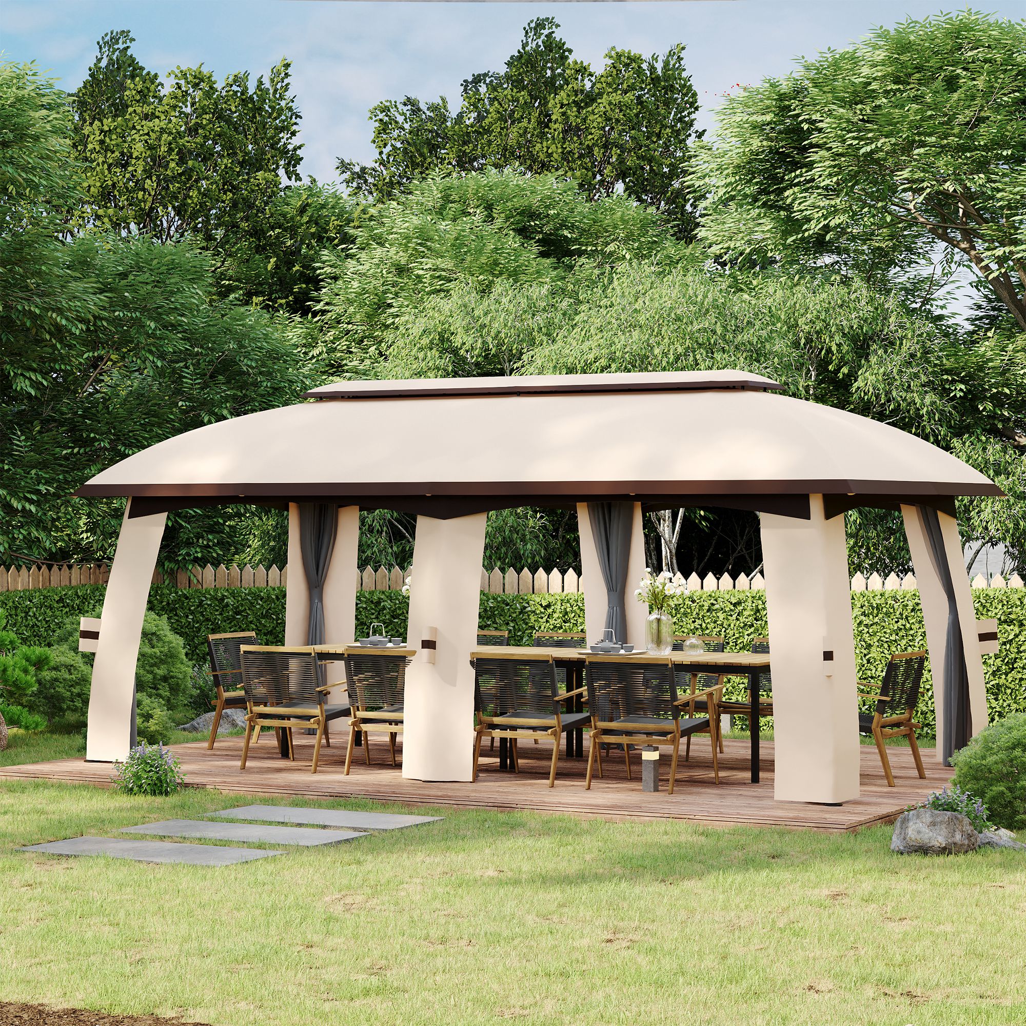 Outsunny 10' x 20' Patio Gazebo, Outdoor Gazebo Canopy Shelter with ...