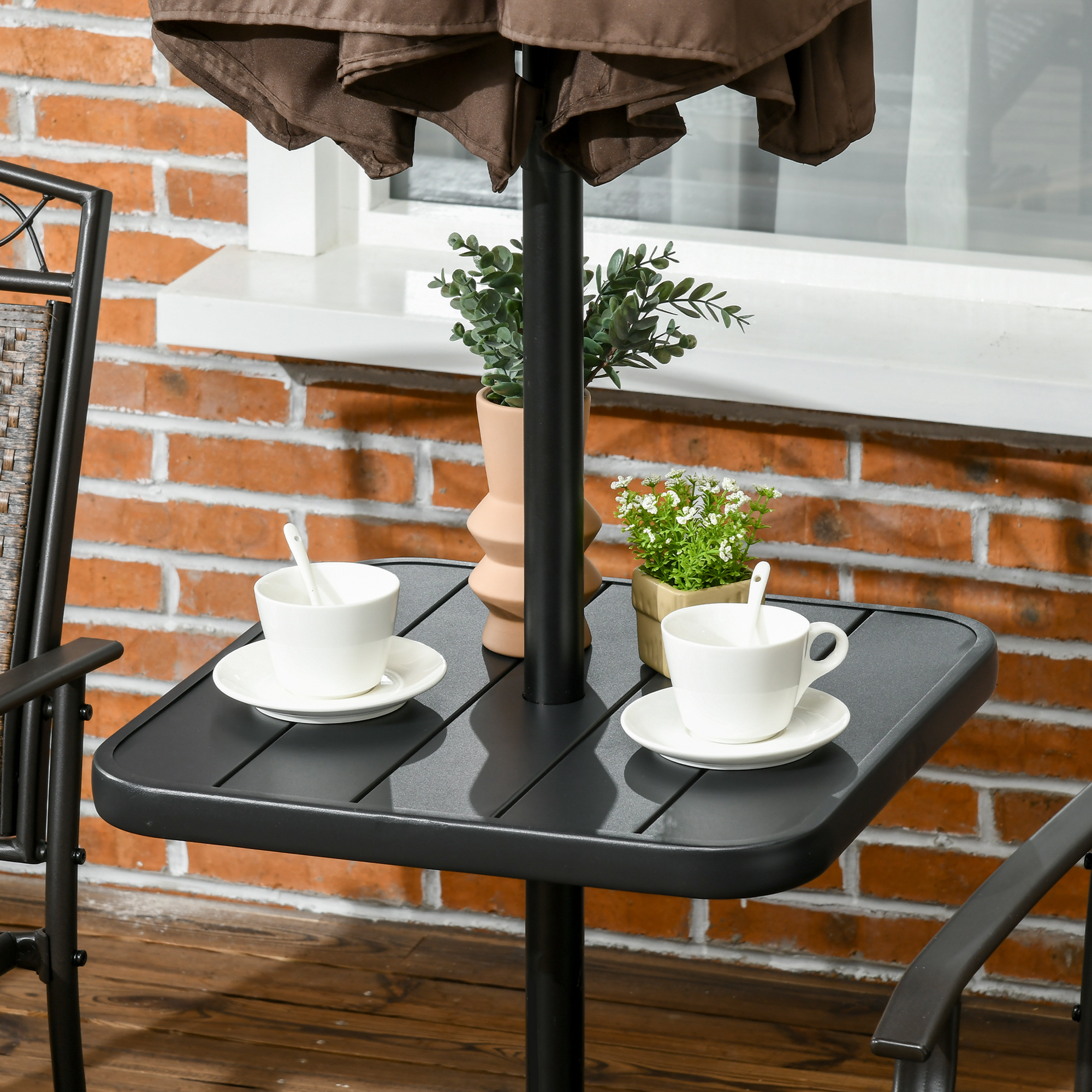 Outsunny 19" Beach Umbrella Table Tray, Portable Square Umbrella Table ...