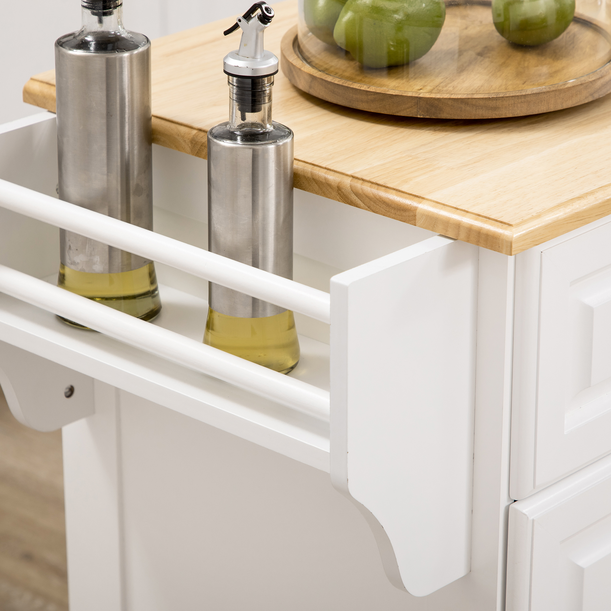 HOMCOM Triple-Cabinet Kitchen Island on Wheels, Kitchen Storage Cabinet ...