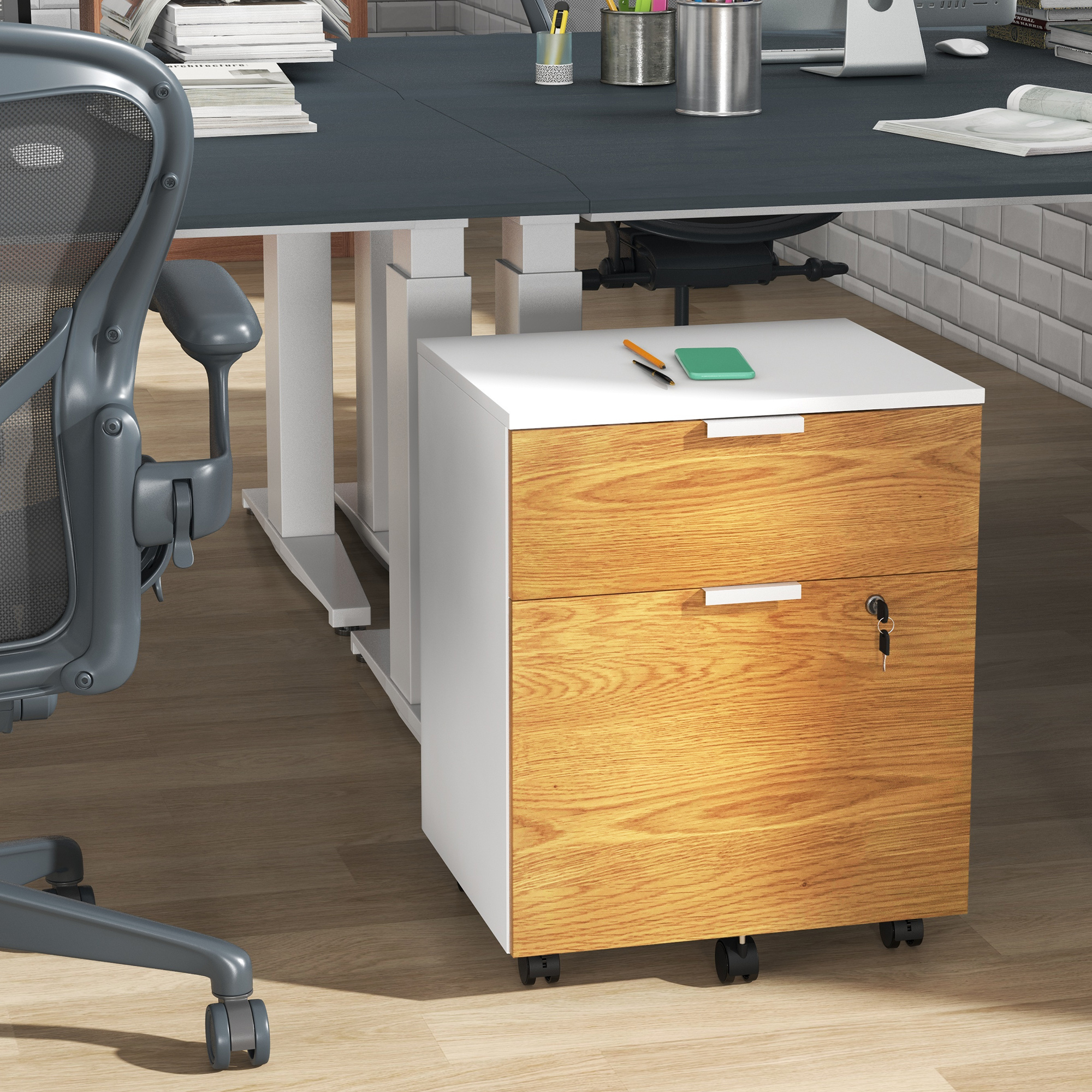 HOMCOM 2 Drawer Small Filing Cabinet Lockable Office Storage Cabinet ...