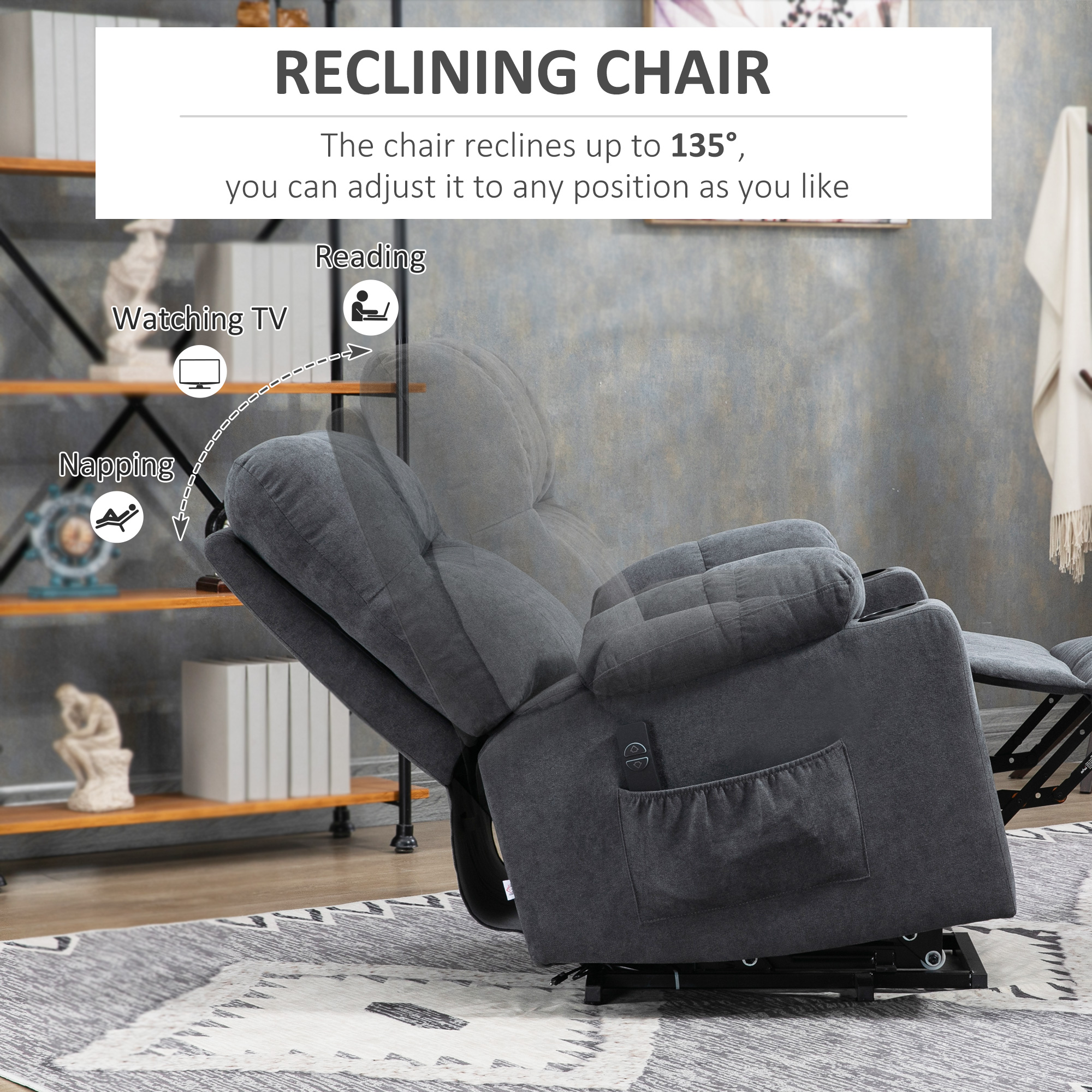 HOMCOM Electric Power Lift Chair Recliners for elderly, Oversized ...