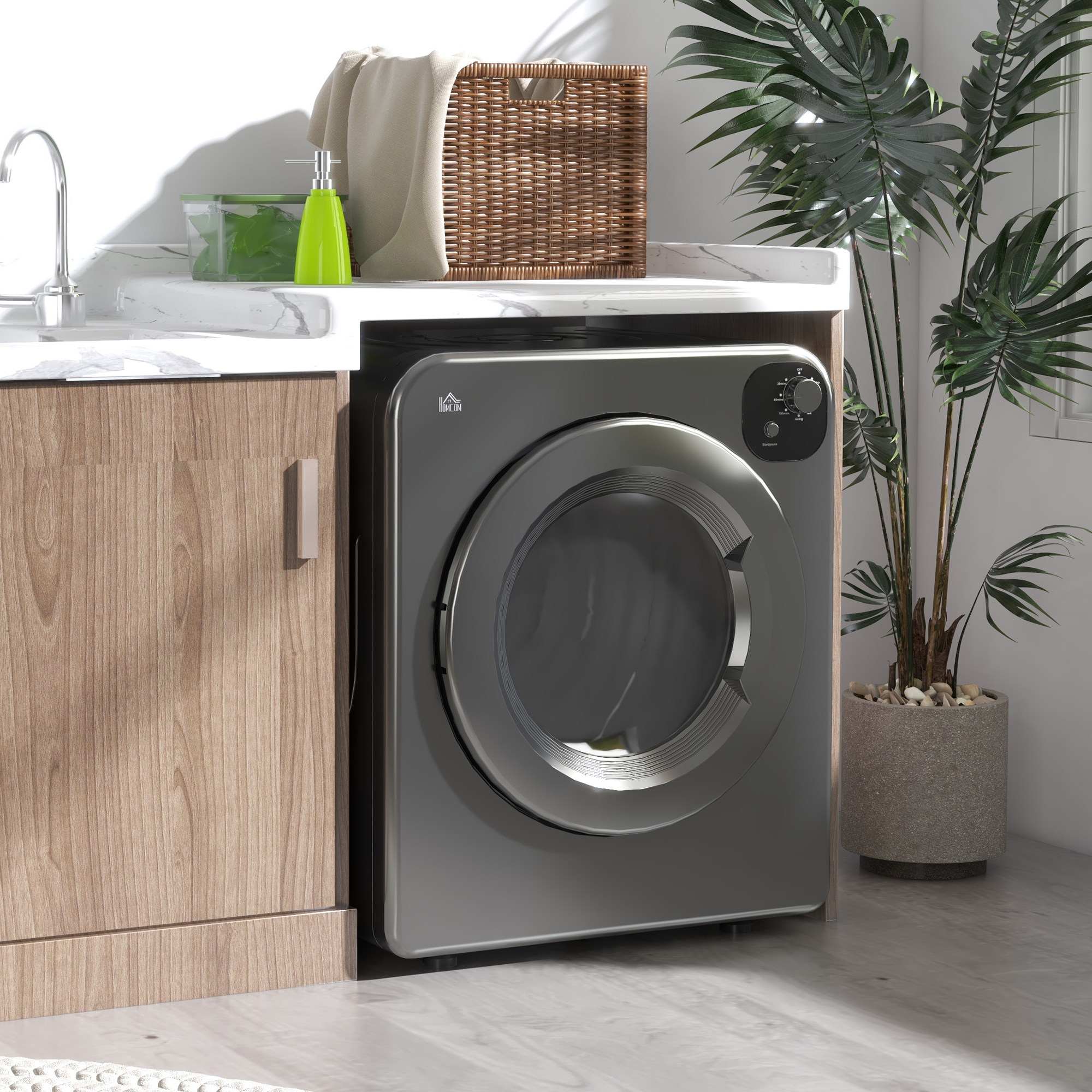 HOMCOM Compact Laundry Dryer Machine, 1300W, 3.22 Cu. Ft. Electric ...