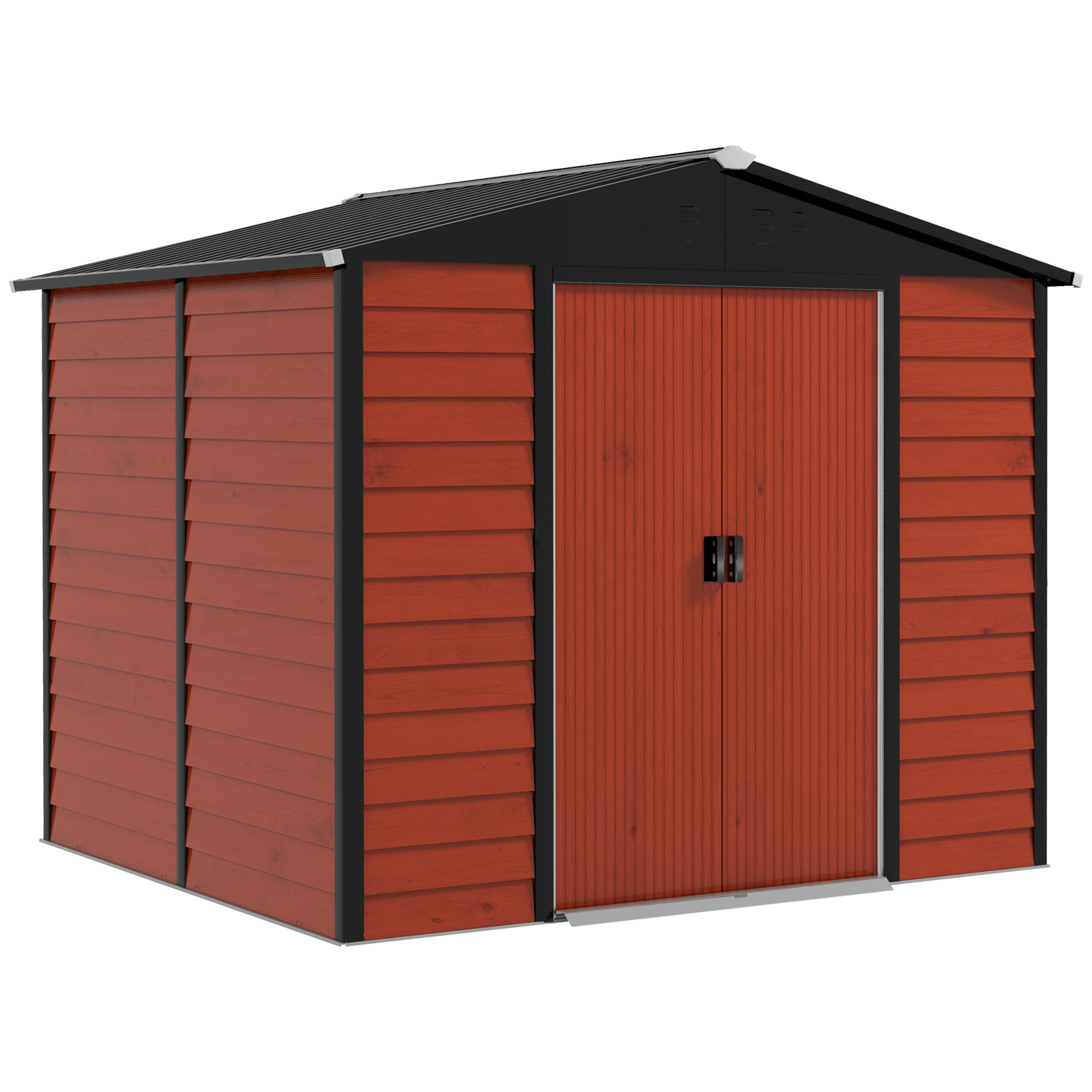 Outsunny 8x7 FT Outdoor Storage Shed, Galvanized Steel Metal Garden ...