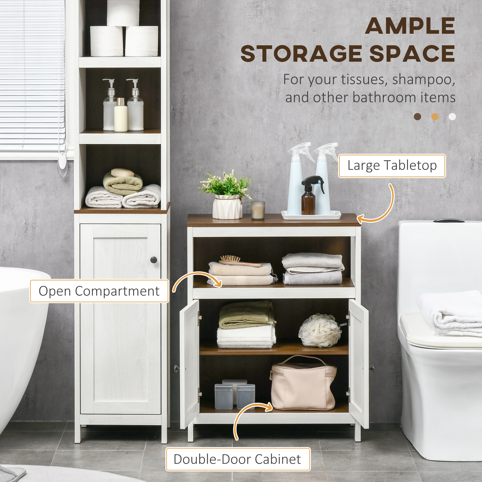 kleankin Modern Bathroom Storage Cabinet, Free Standing Bathroom ...