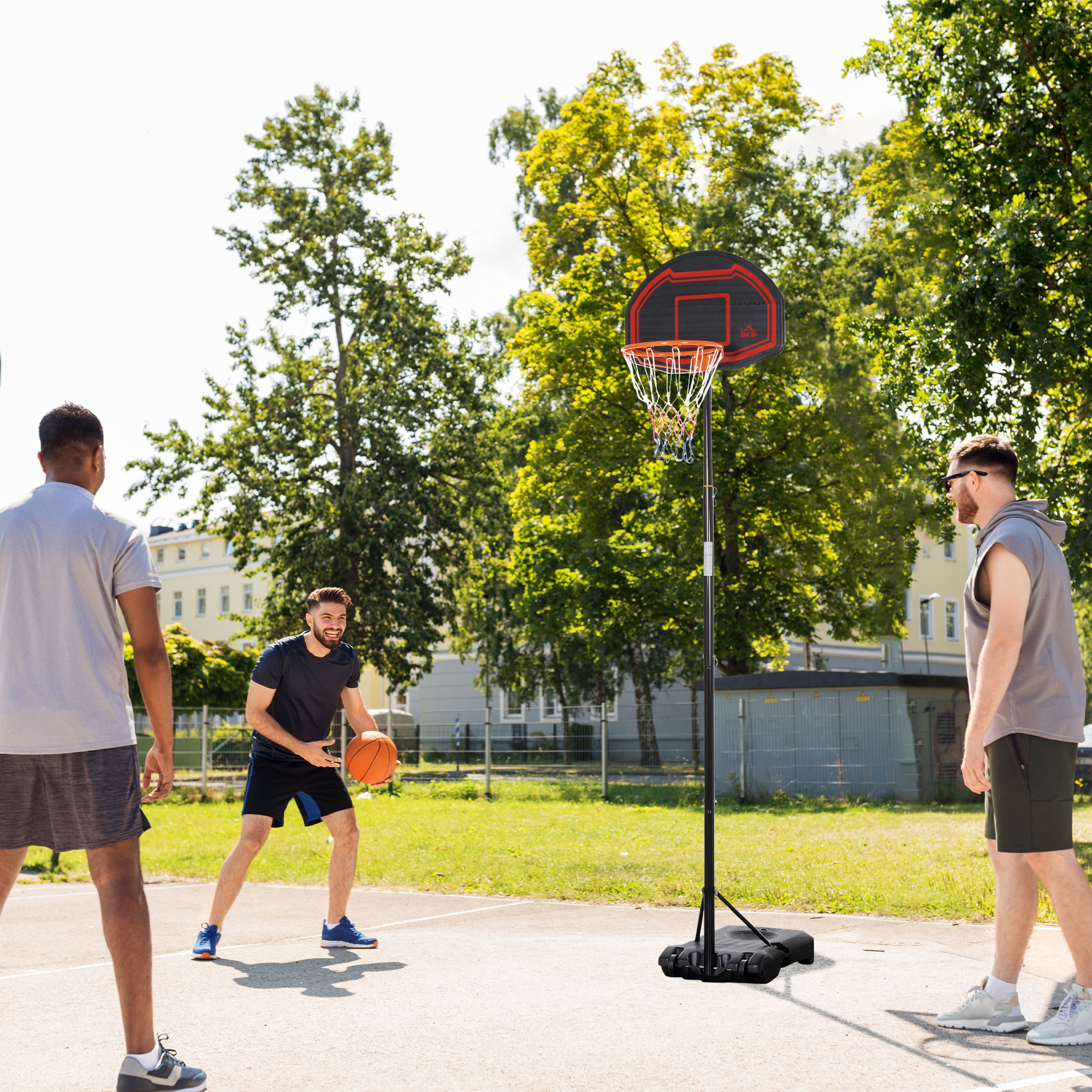 HOMCOM 7-8.5ft Basketball Hoop, Freestanding Basketball System with 27. ...