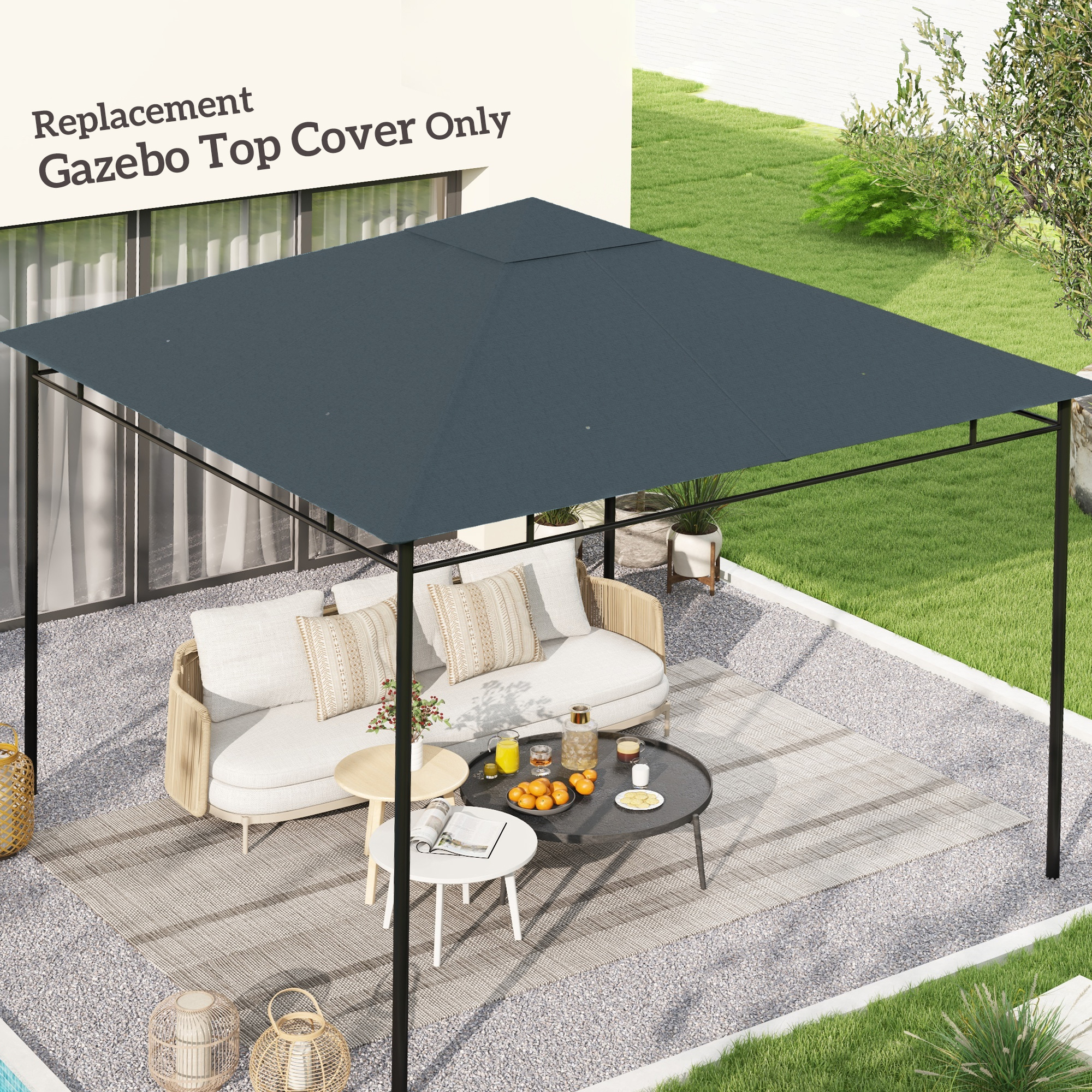 Outsunny 10' x 10' Square Gazebo Canopy Replacement UV Protected Top ...