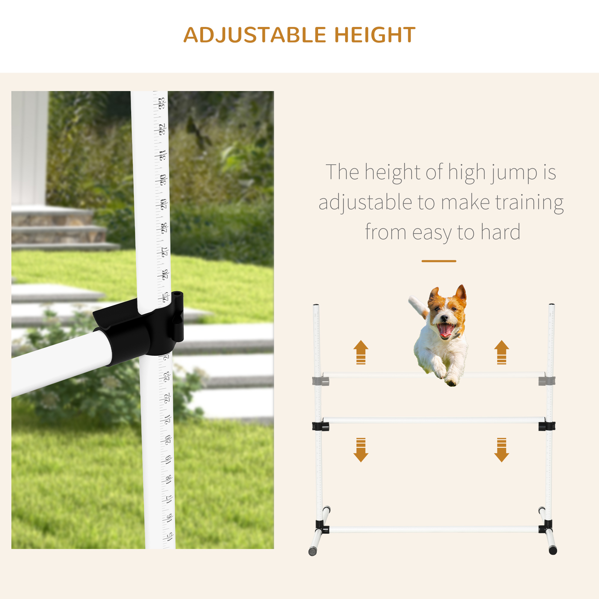 PawHut 8 Piece Dog Agility Set with Adjustable Height Jump Bars, Carry ...