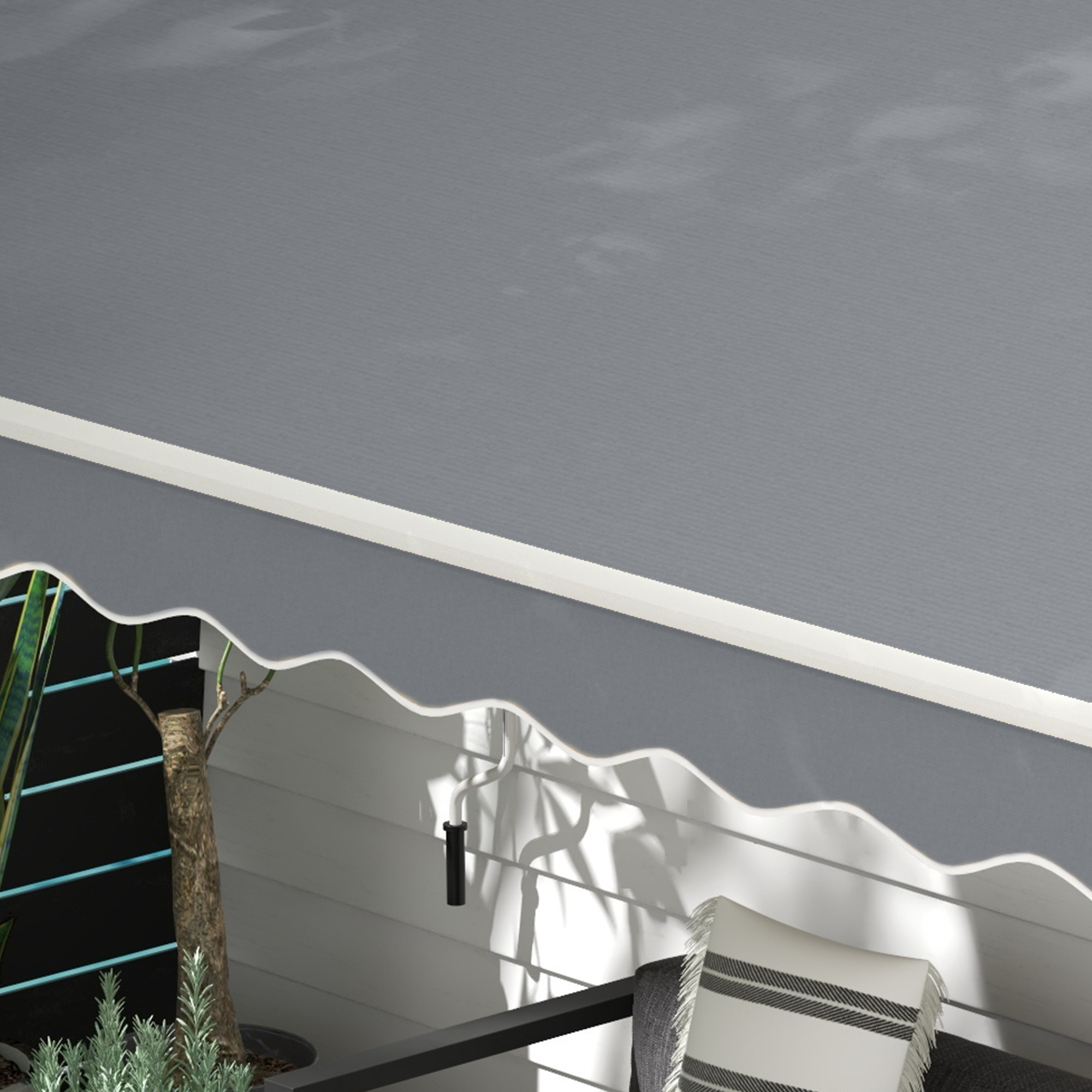 Outsunny 13x8 Retractable Patio Awning Manual Grey | Aosom Canada