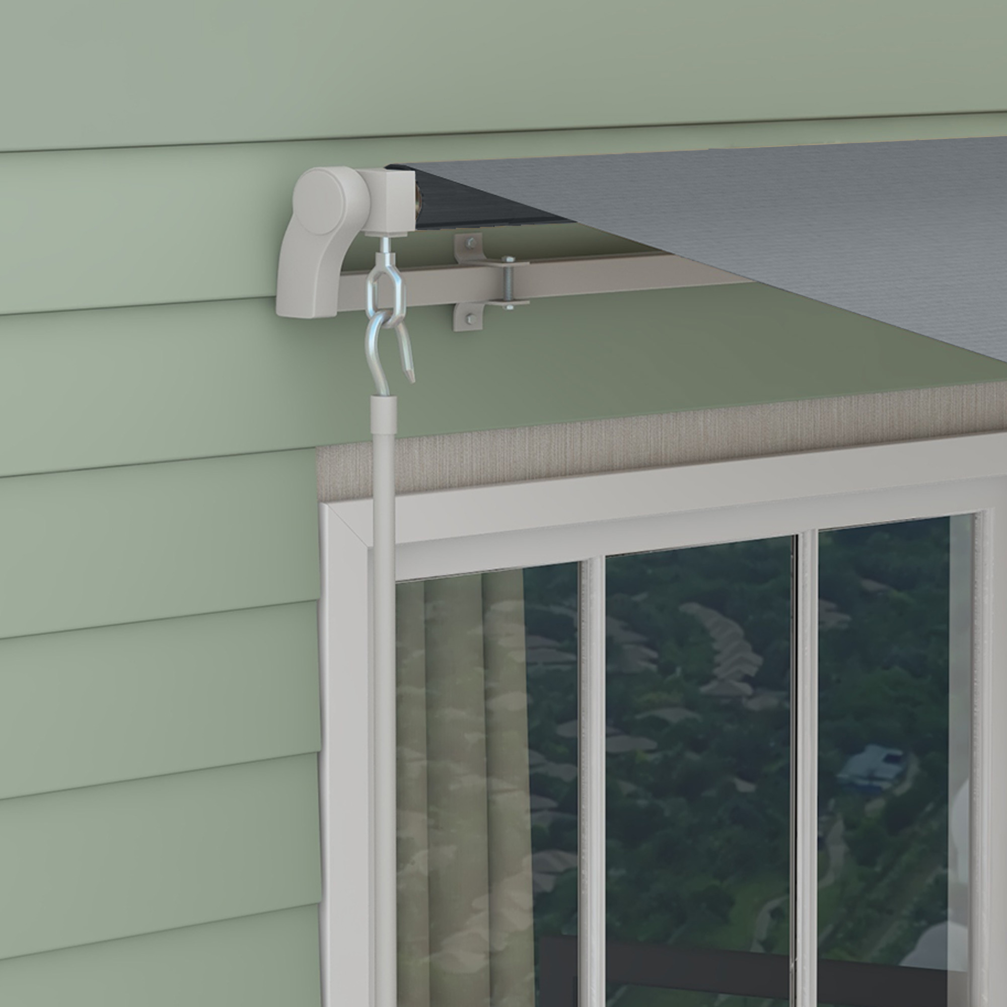 Outsunny 13x8 Retractable Patio Awning Manual Grey | Aosom Canada