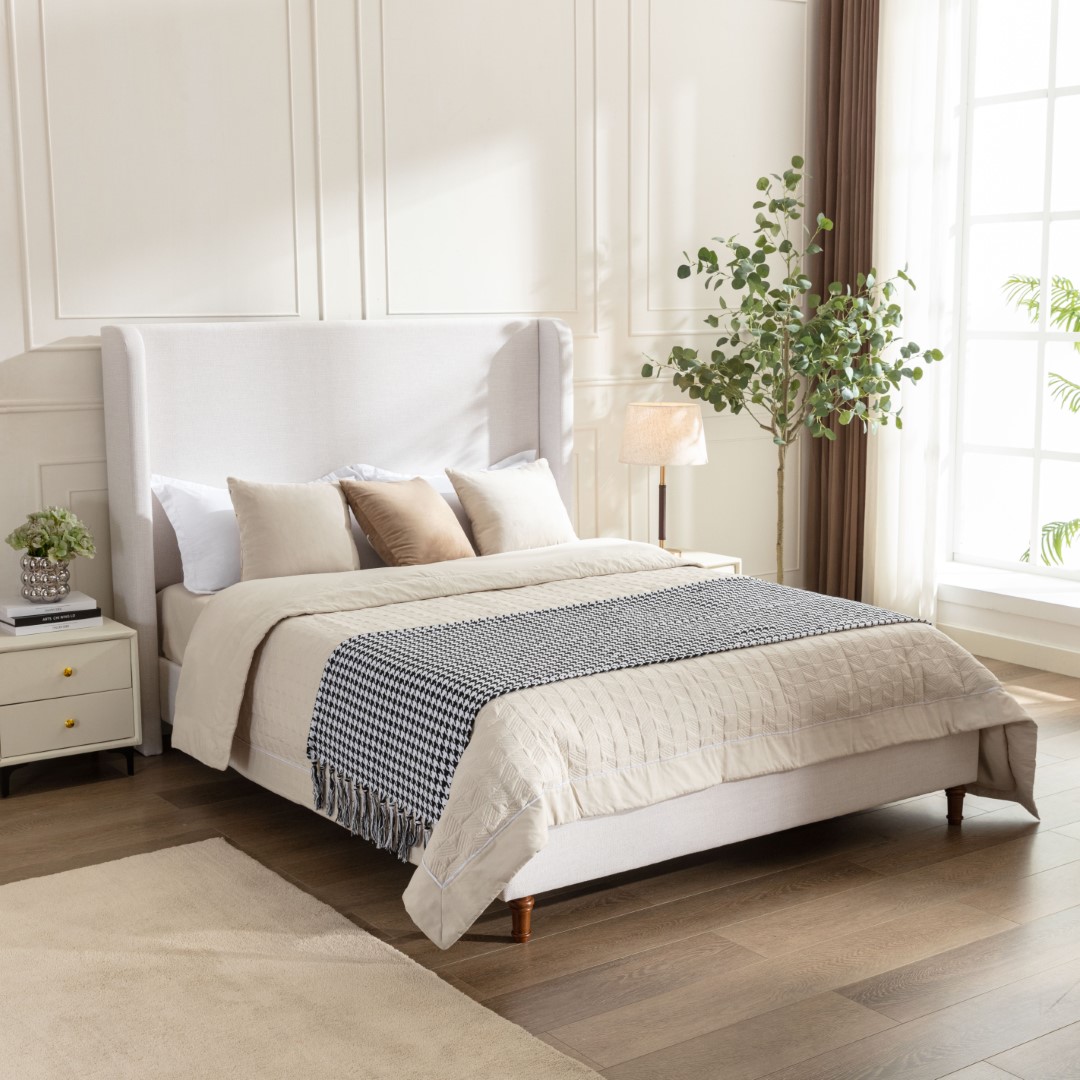 Harper King Size Tall Upholstered Bed Frame with 54" High Headboard ...