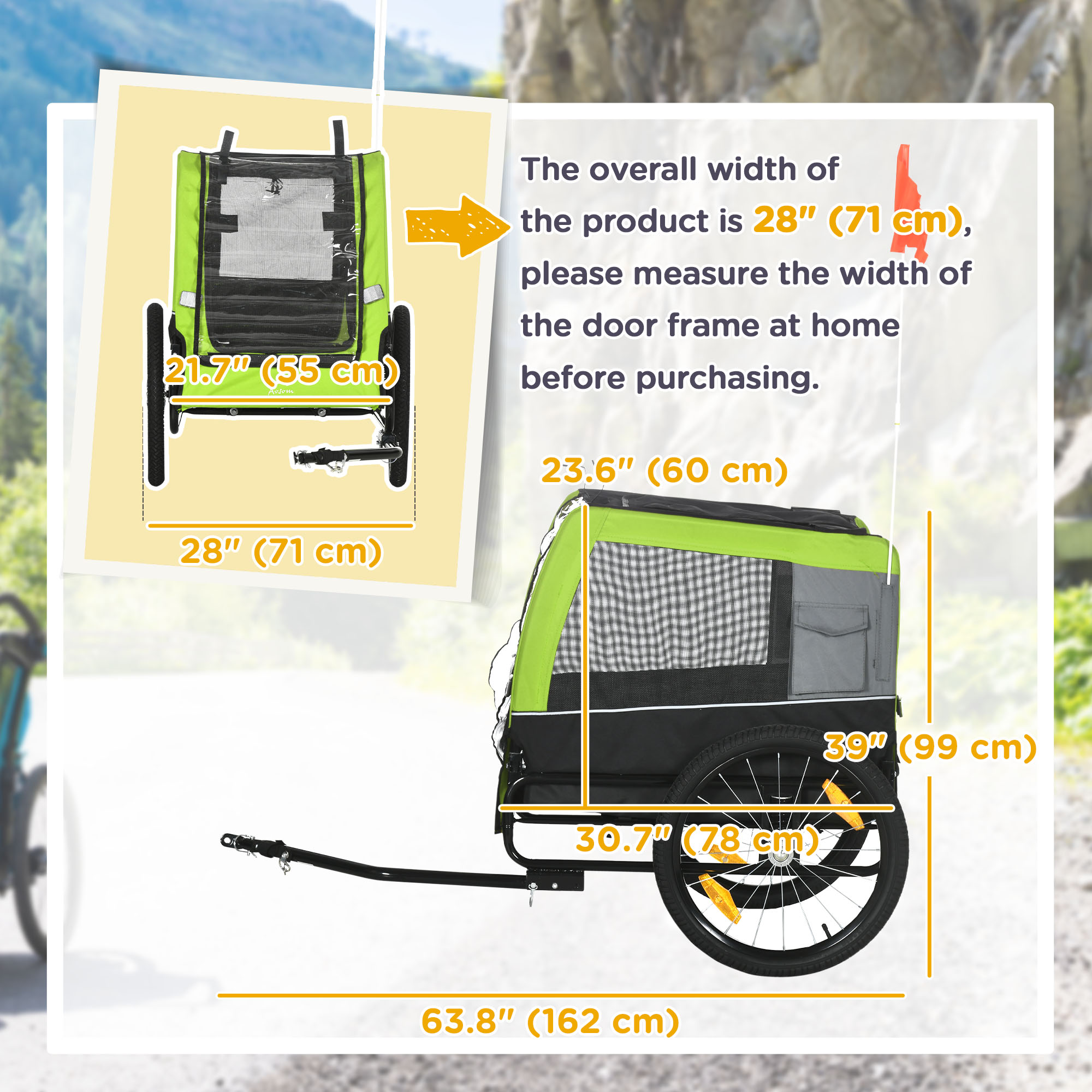 Aosom Dog Bike Trailer with Suspension System, Hitch, Pet Bicycle ...