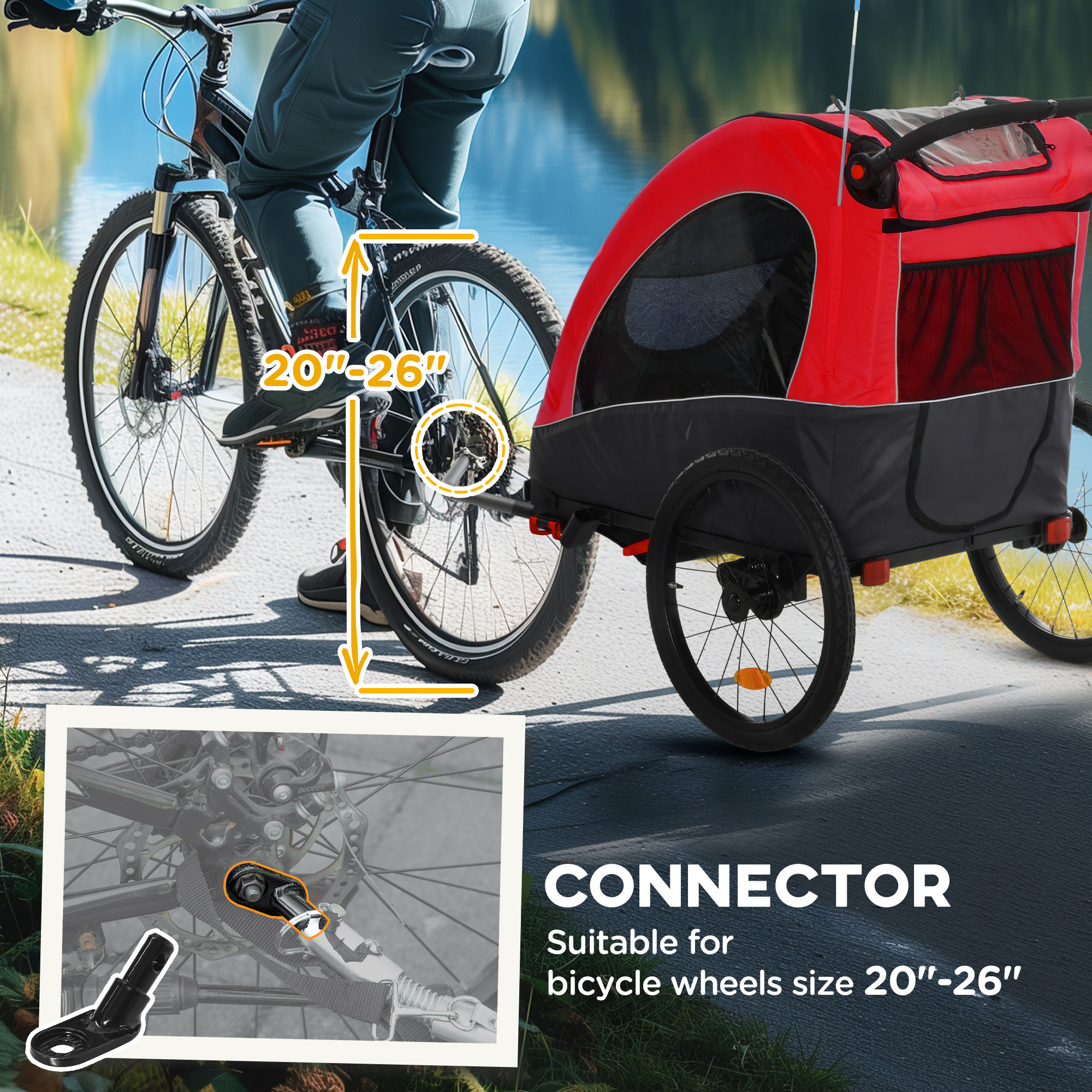 Aosom 3-in-1 Baby Bike Trailer with Shock Absorber, Red| Aosom.com