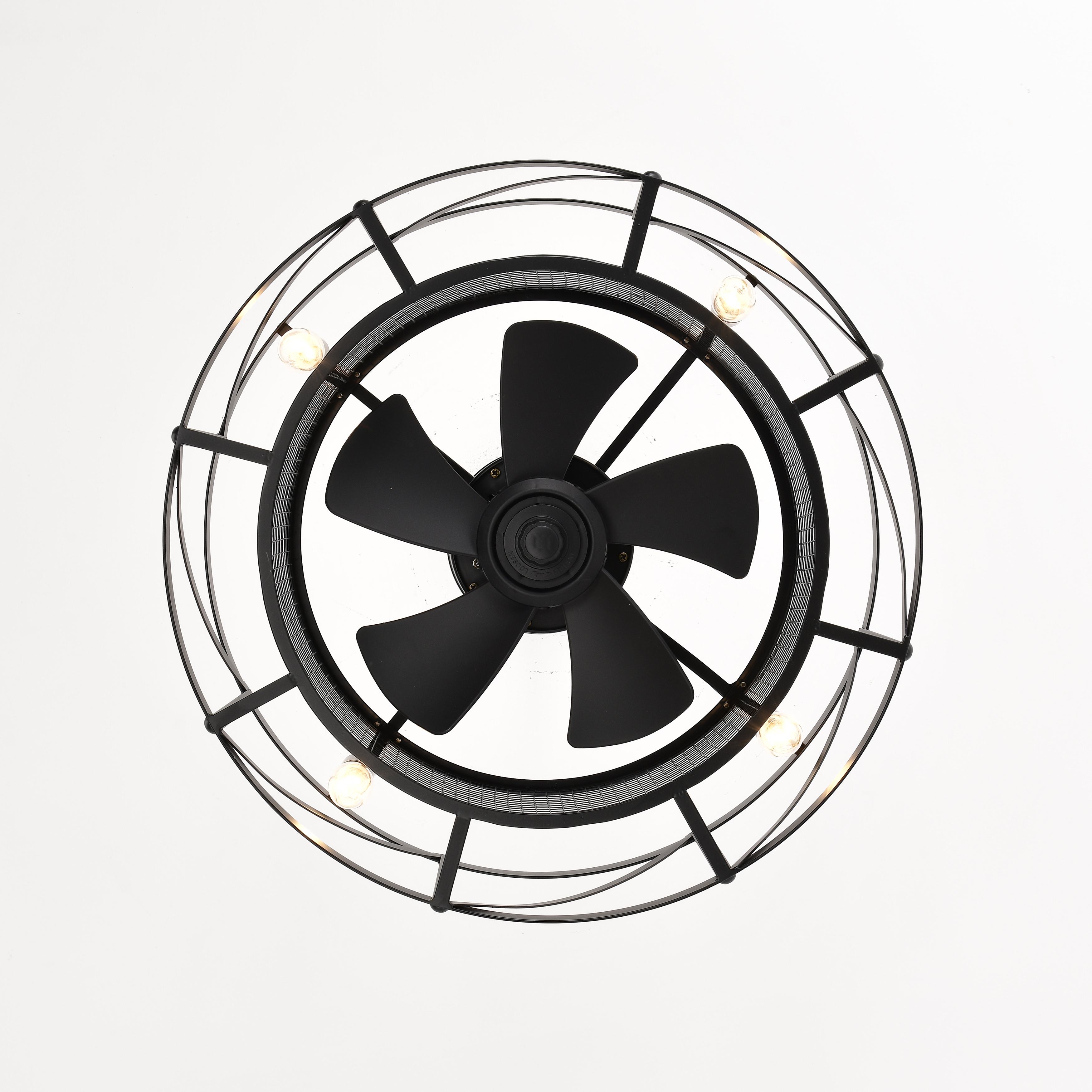 20'' Industrial Ceiling Fan with Remote Control, Matte Black | Aosom.com