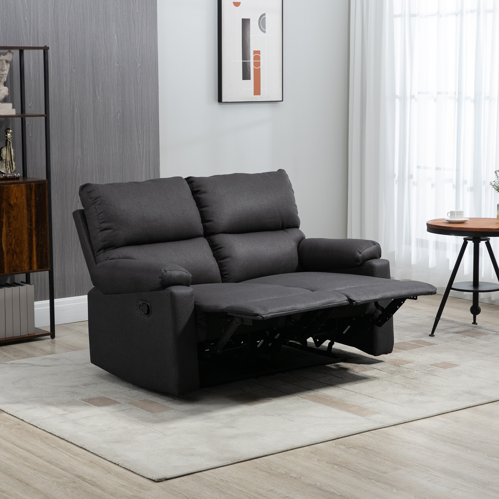 HOMCOM Loveseat Recliner Sofa, 2 Seater Reclining Chair with Footrest ...