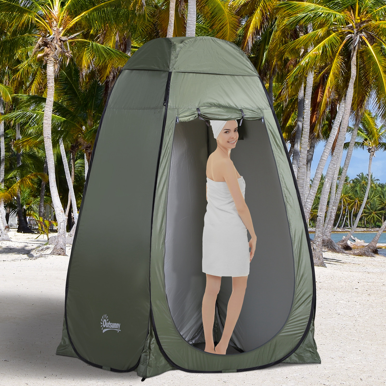 Outsunny Pop Up Shower Tent, Portable Privacy Room for Outdoor Changing ...