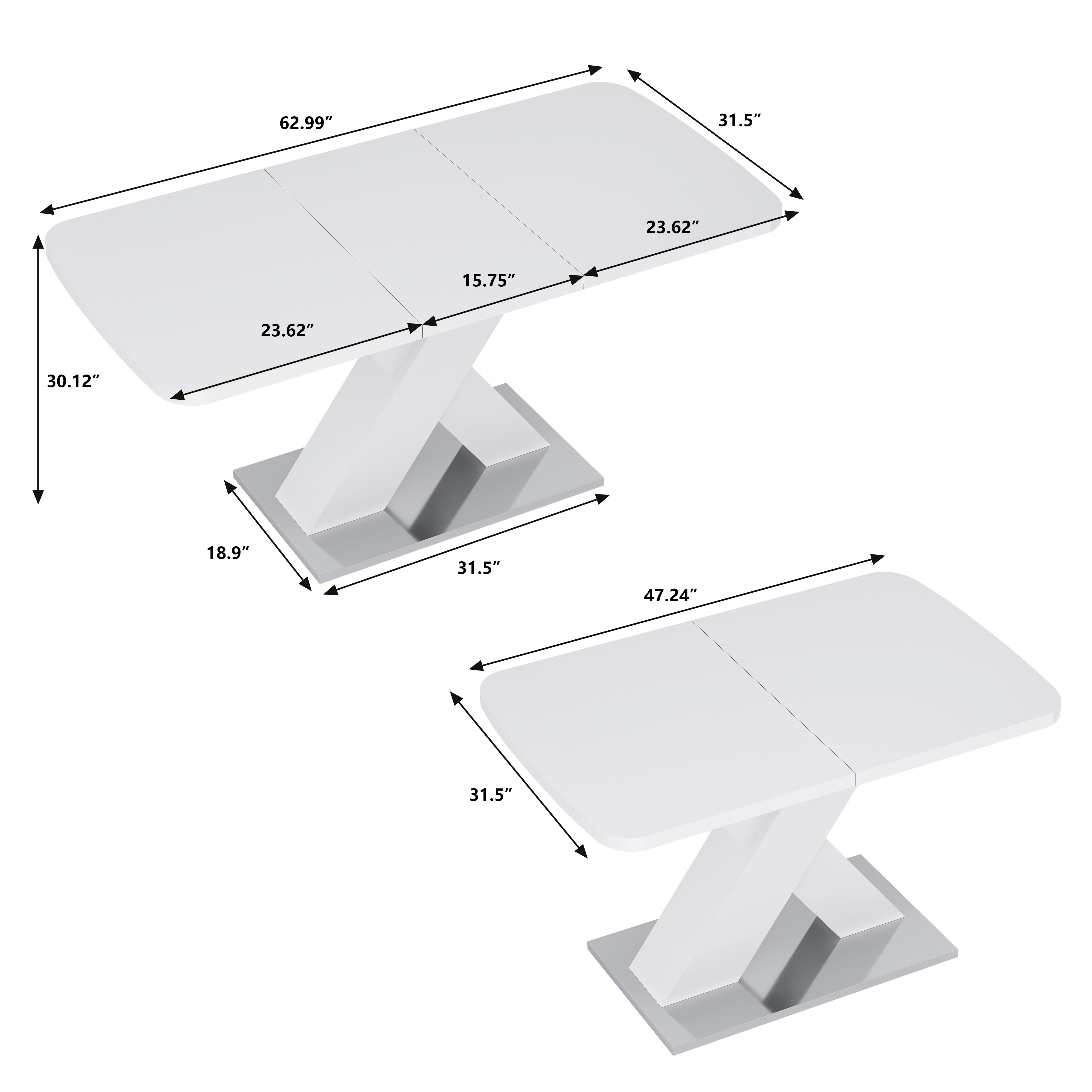 Modern Square Dining Table, White | Aosom.com