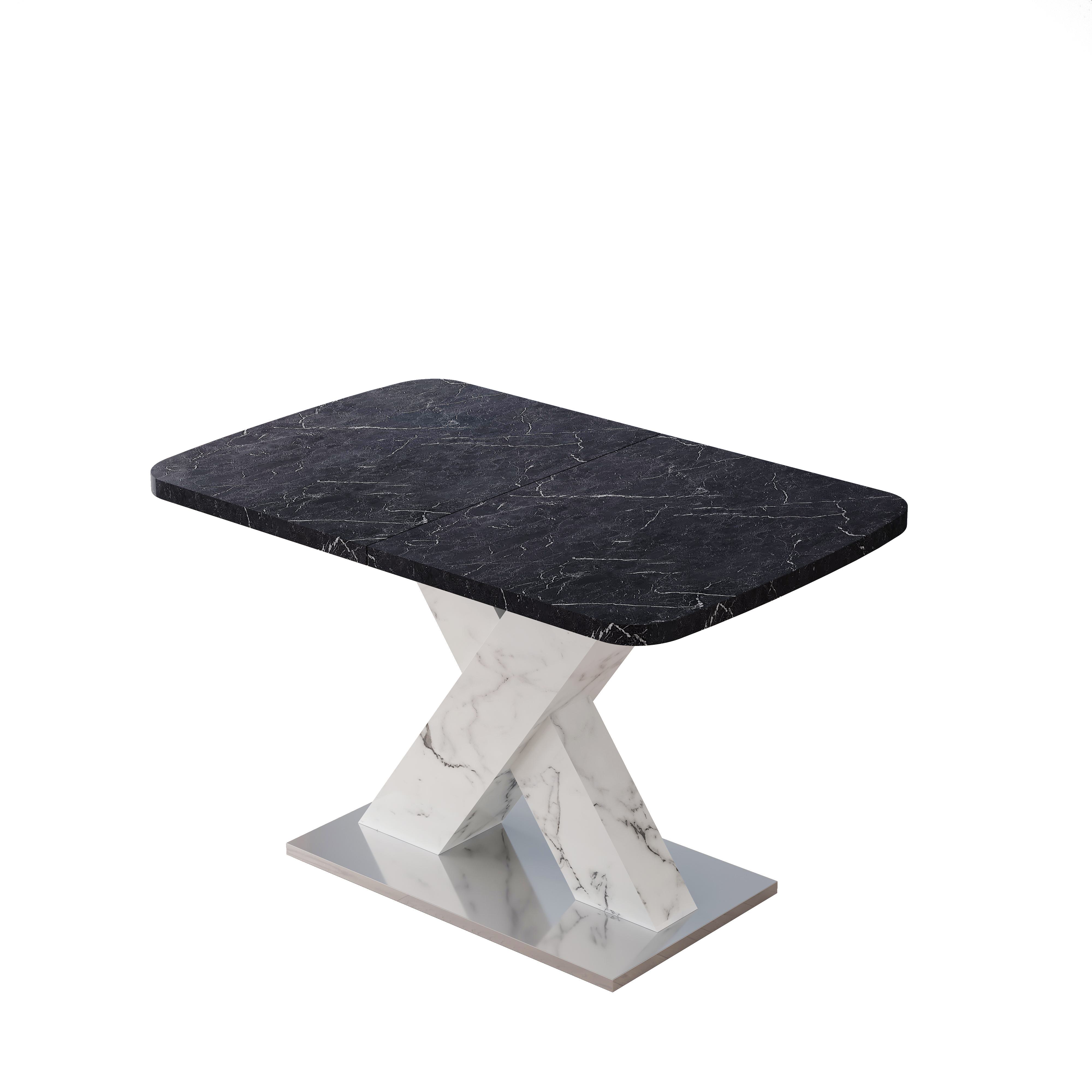 Modern Square Dining Table, Black White | Aosom.com