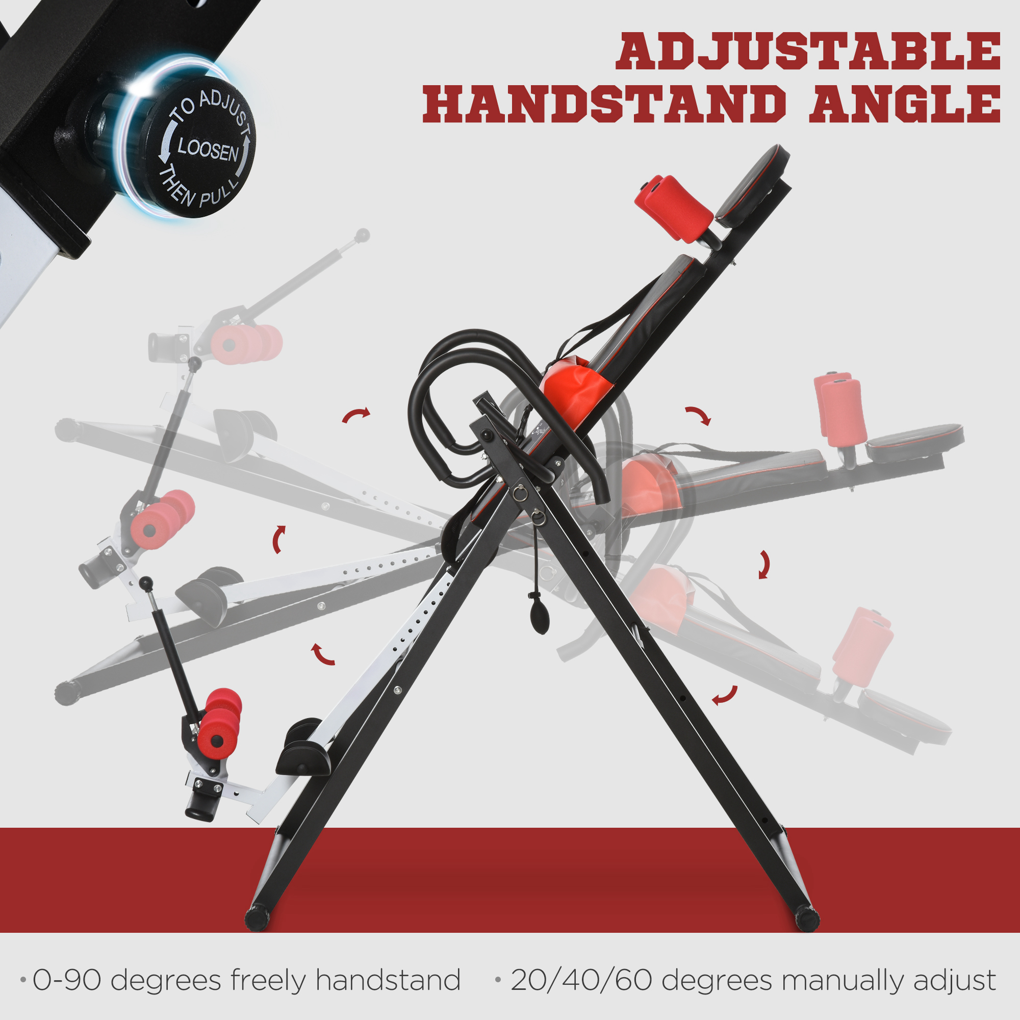 Soozier Folding Inversion Table, 20°/40°/60° Adjustable, with Safety ...