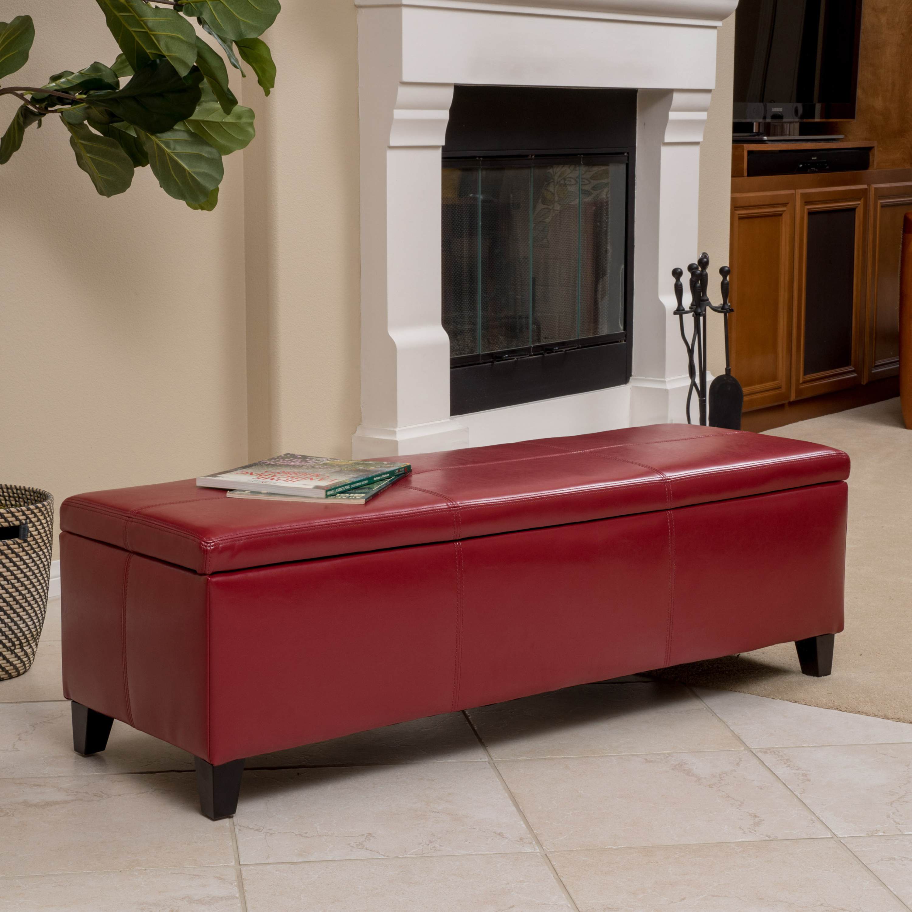 Storage Ottoman with Contemporary Design, Red | Aosom.com