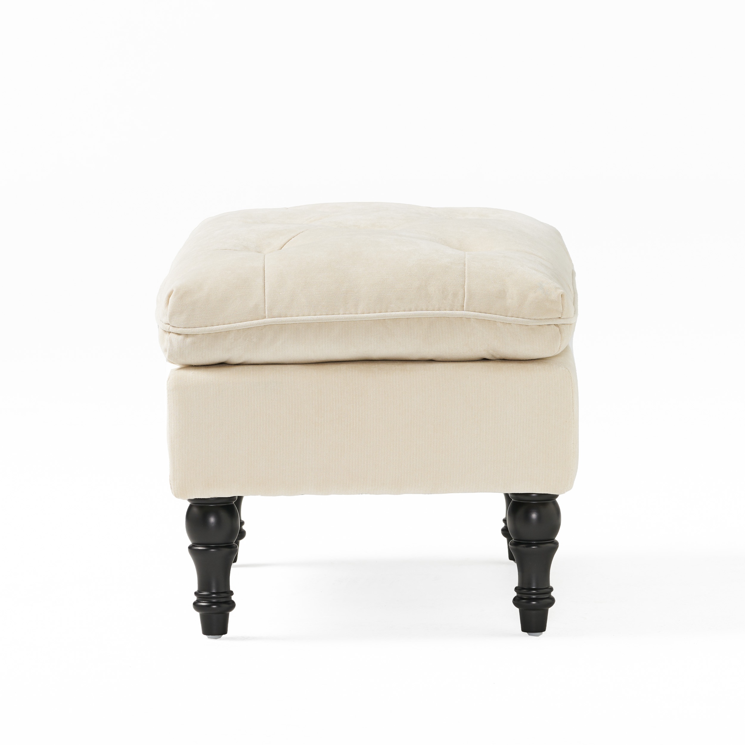 28" Pillow Top Ottoman with Button Tufted Upholstery, Cream | Aosom.com