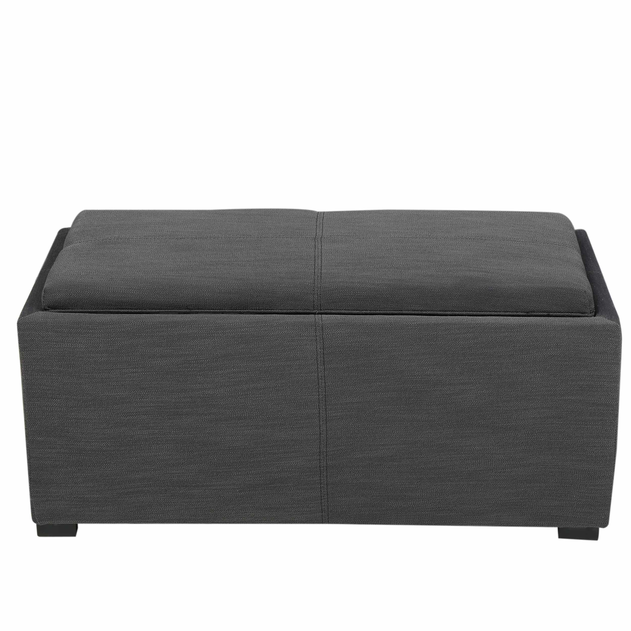 Storage Ottoman Bench with 2 Nested Ottoman Cubes, Gray | Aosom.com