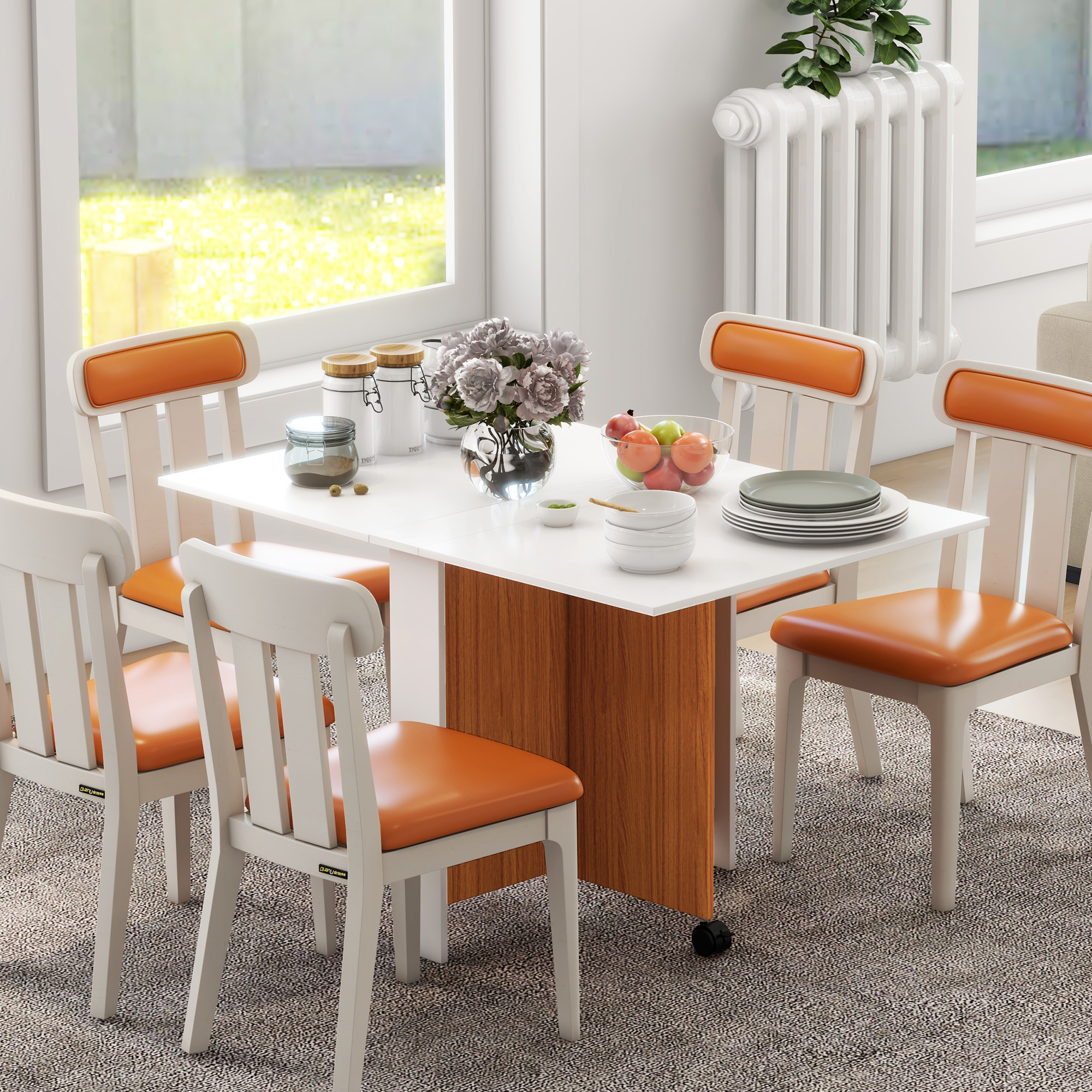 HOMCOM Foldable Dining Table, Drop Leaf Folding Side Table Console ...