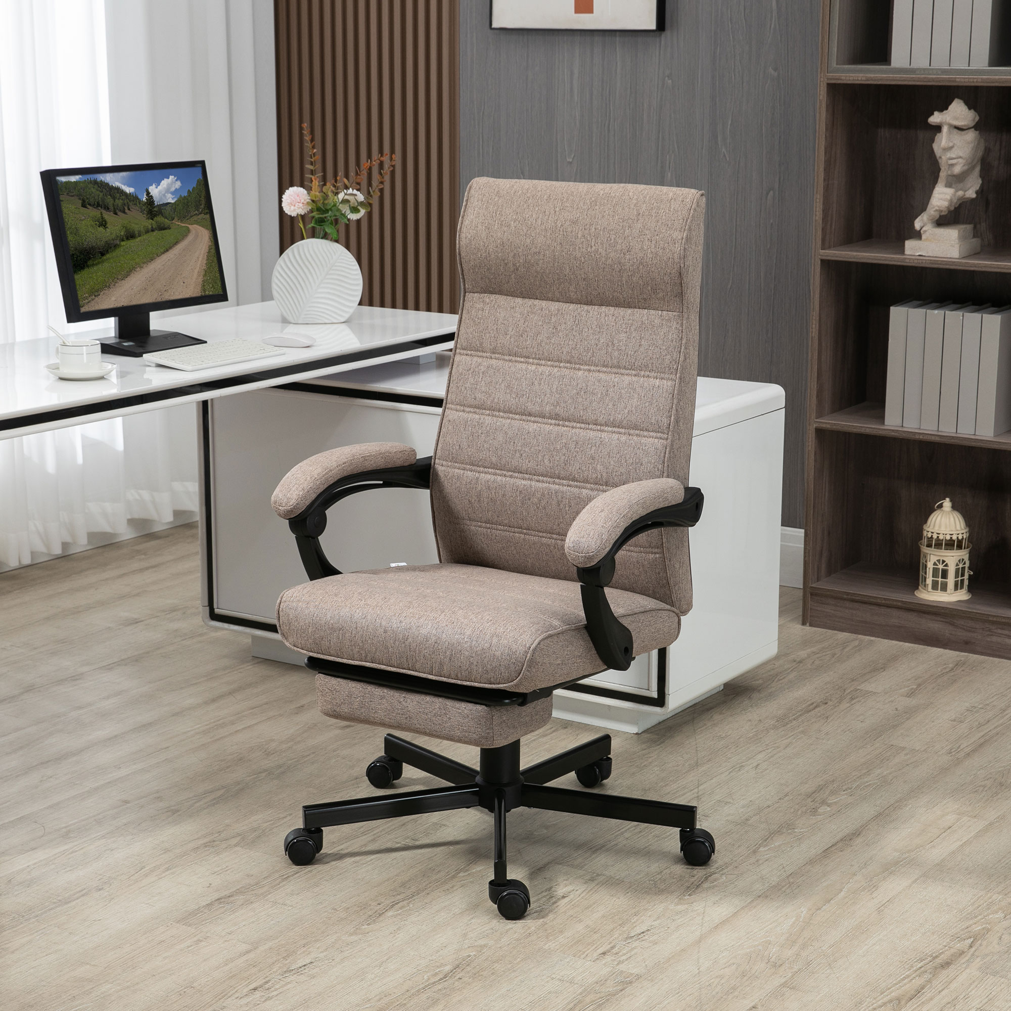Vinsetto High Back Desk Chair with Footrest Brown | Aosom Canada