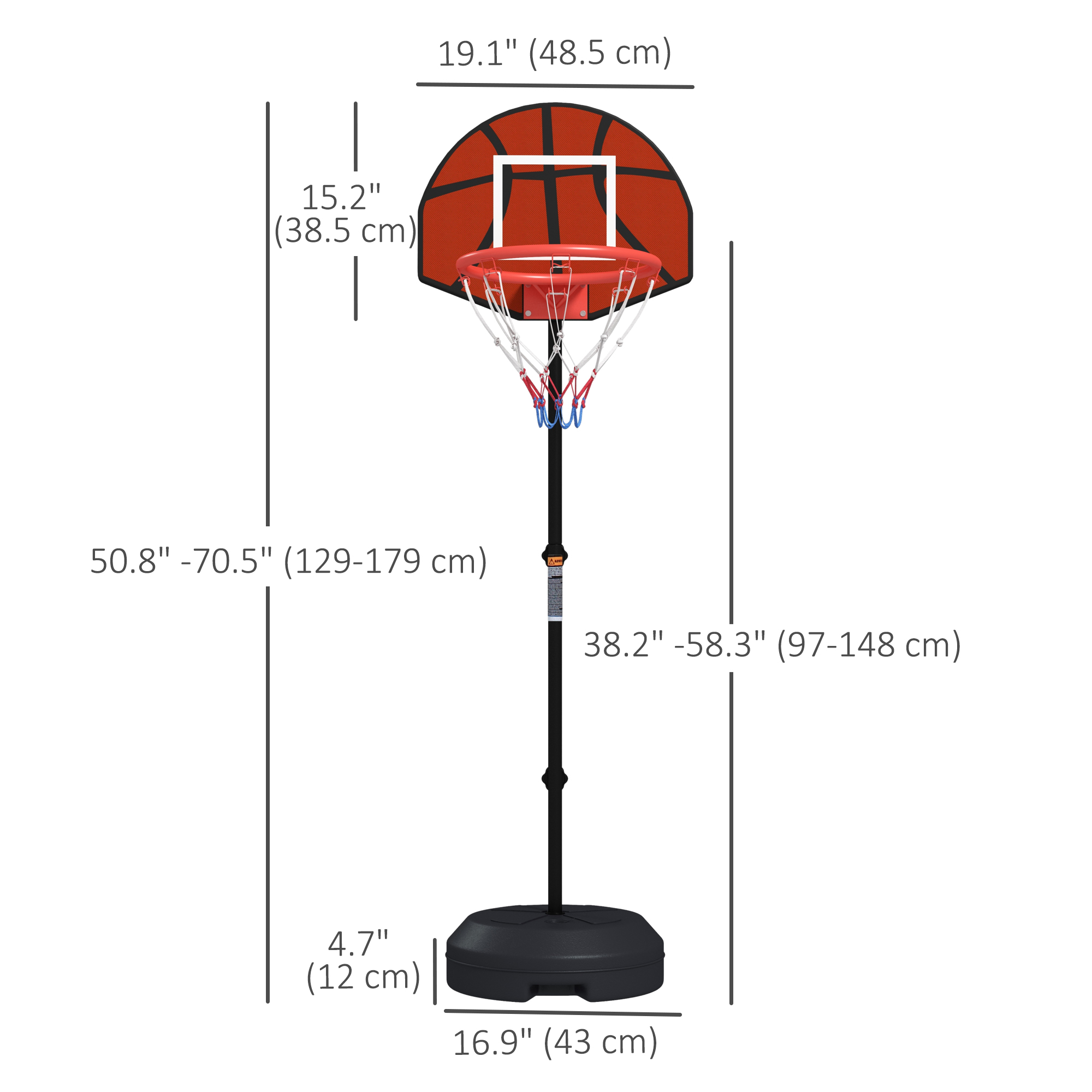 Soozier 3-5ft Basketball Hoop and Stand with Magenic Dartboard and ...