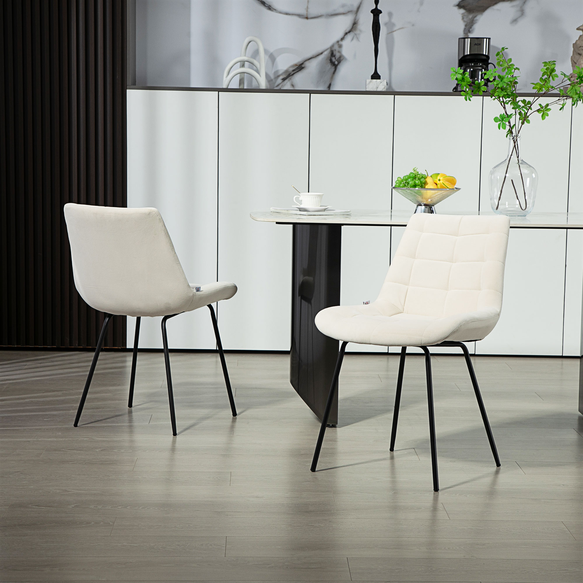 HOMCOM 2 Pieces Dining Chairs, Set of 2 Upholstered Kitchen Chairs with ...