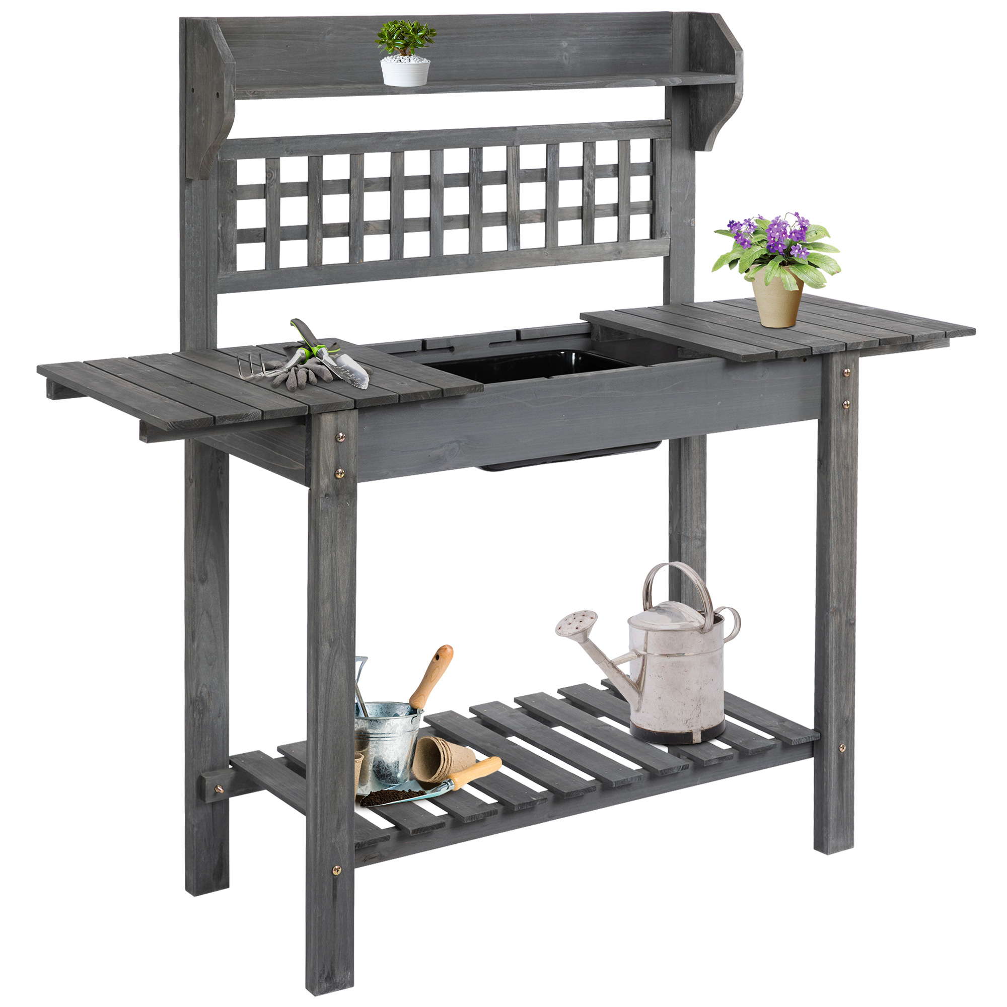 Outsunny 39'' x 18'' x 55'' Gardening Workbench with Clapboard Plant ...