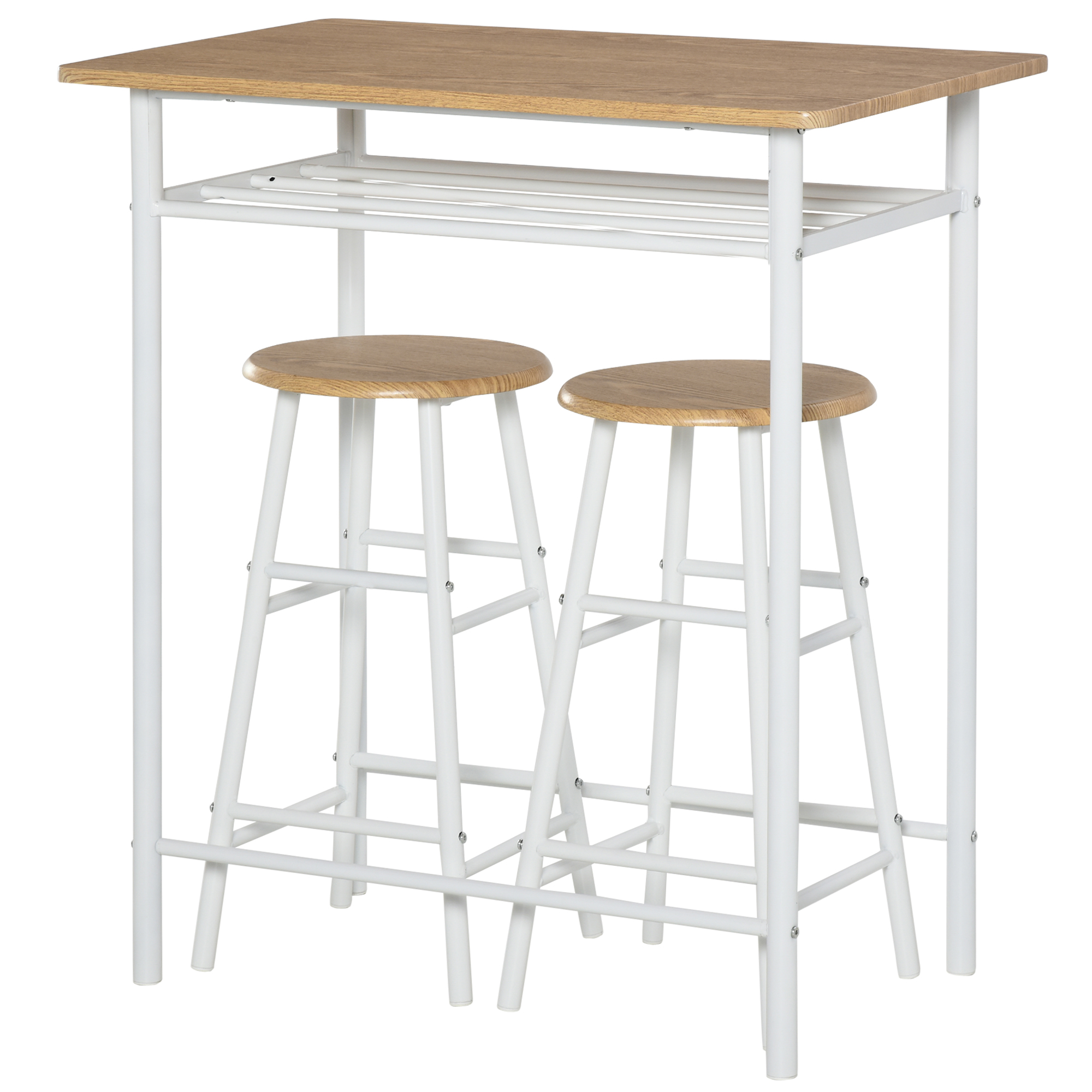 HOMCOM 3 Piece Counter Height Bar Table and Chairs Set, Space Saving ...