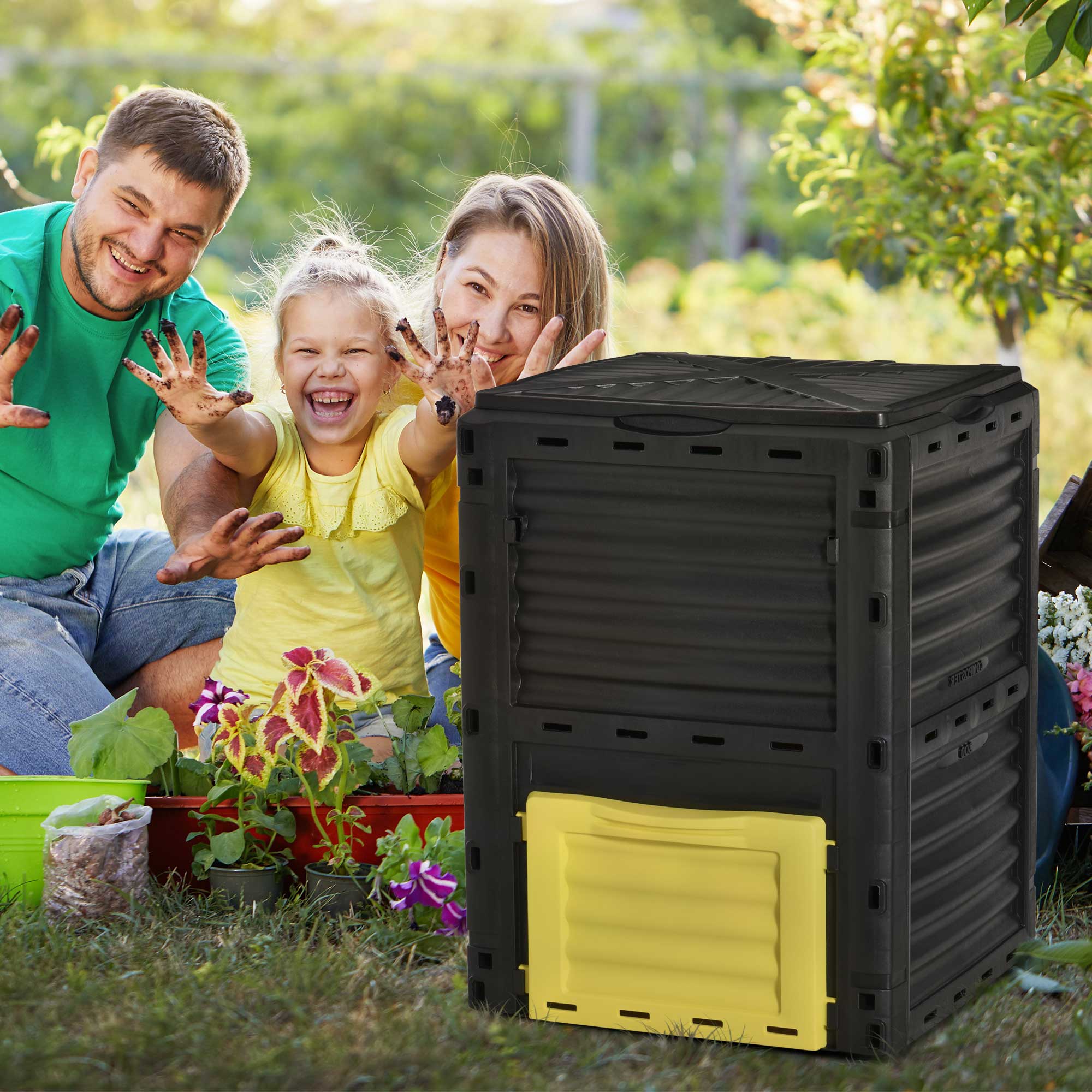Outsunny Garden Compost Bin Large Outdoor Compost Container 80 Gallon ...