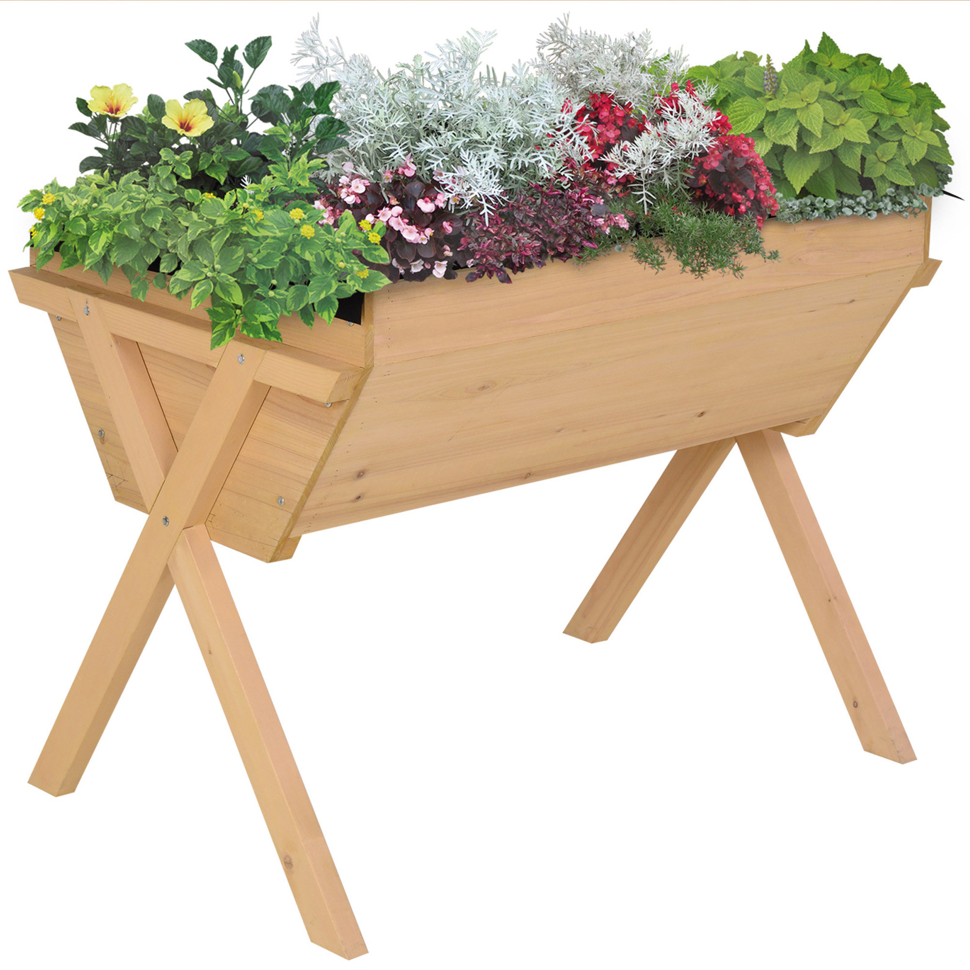 Outsunny Raised Garden Planter Bed with Solid Wood Construction and Bag ...