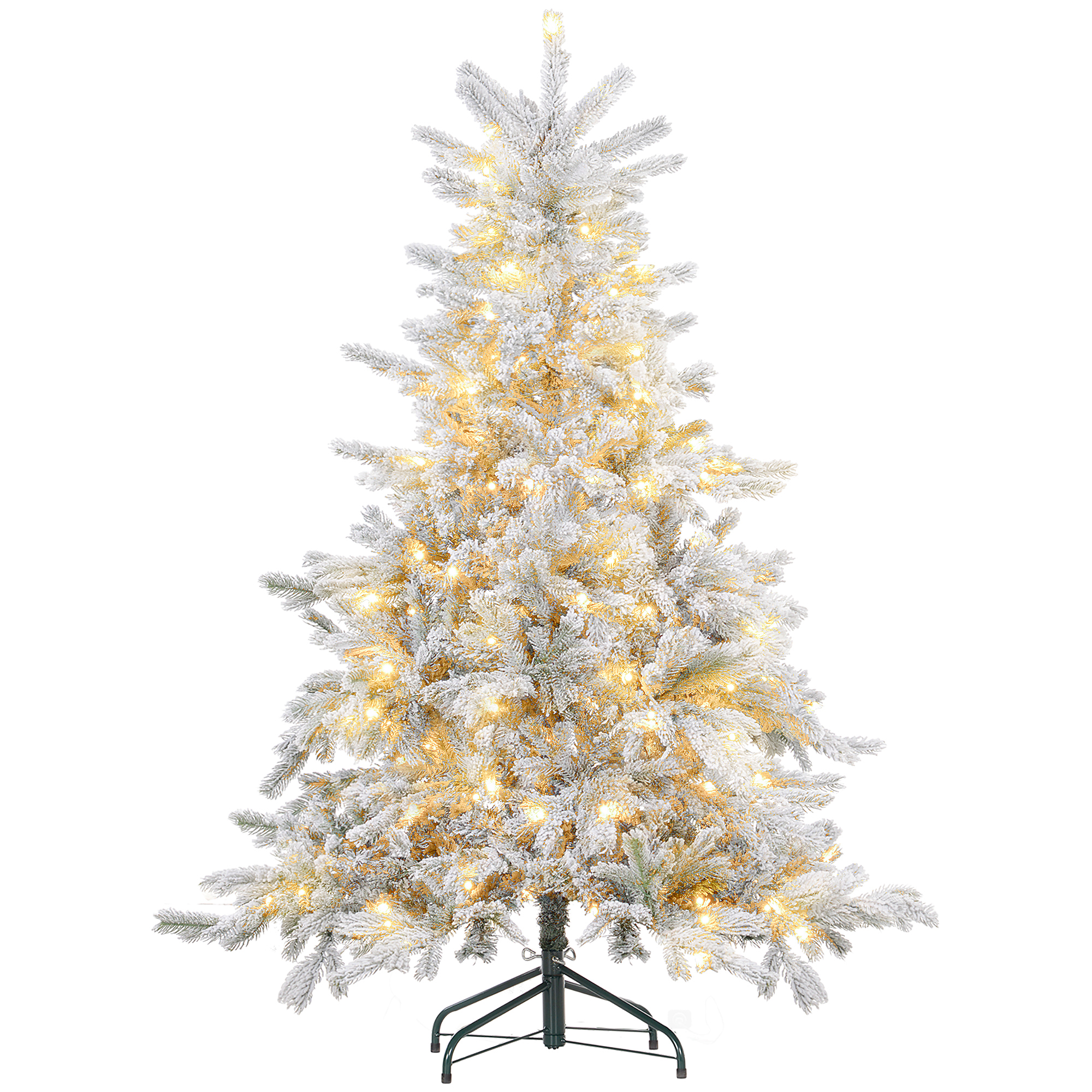 HOMCOM 7ft Artificial Prelit Christmas Tree with Warm White LED Light ...