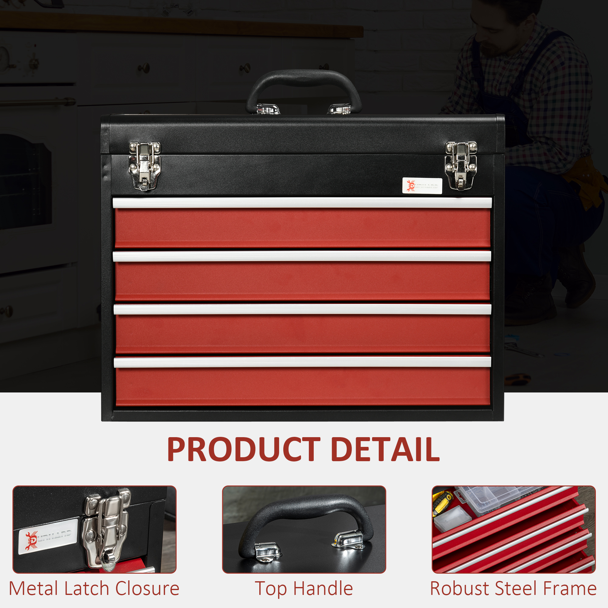 DURHAND Lockable Tool Chest and Tool Box Set of 2, 7 Drawer Tool ...