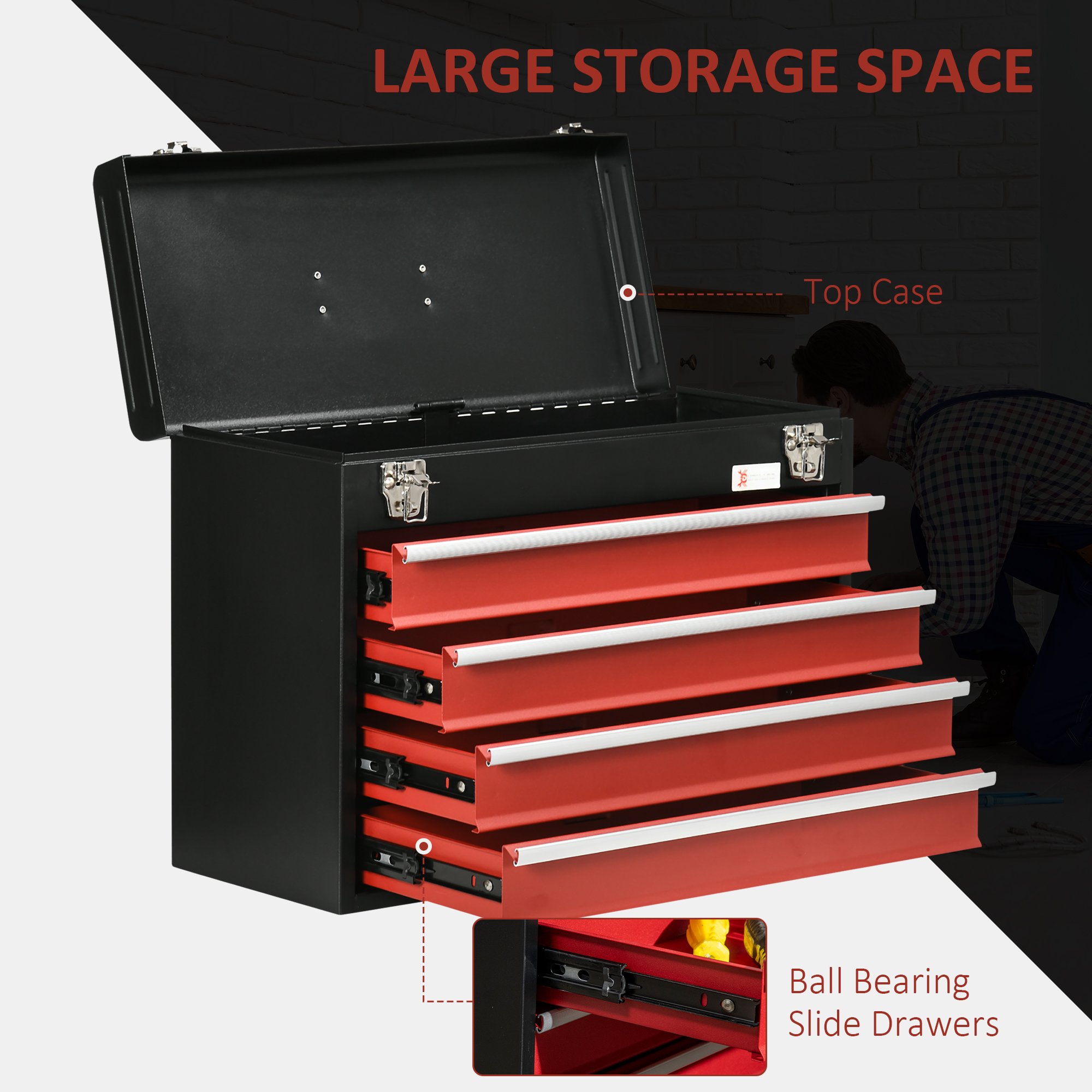 DURHAND Lockable Tool Chest and Tool Box Set of 2, 7 Drawer Tool ...