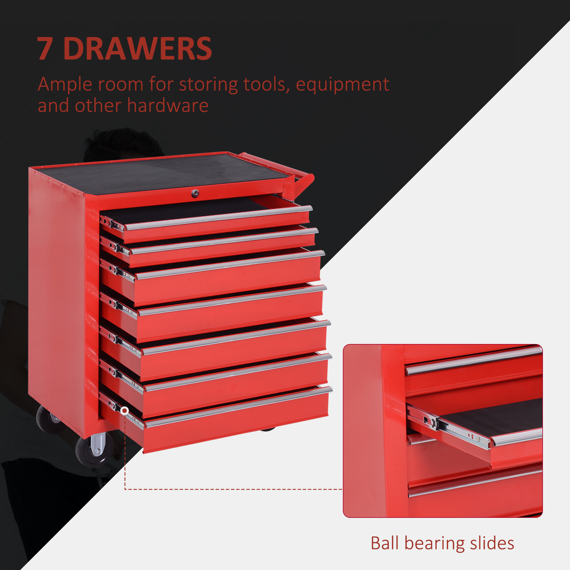 DURHAND Lockable Tool Chest and Tool Box Set of 2, 7 Drawer Tool ...
